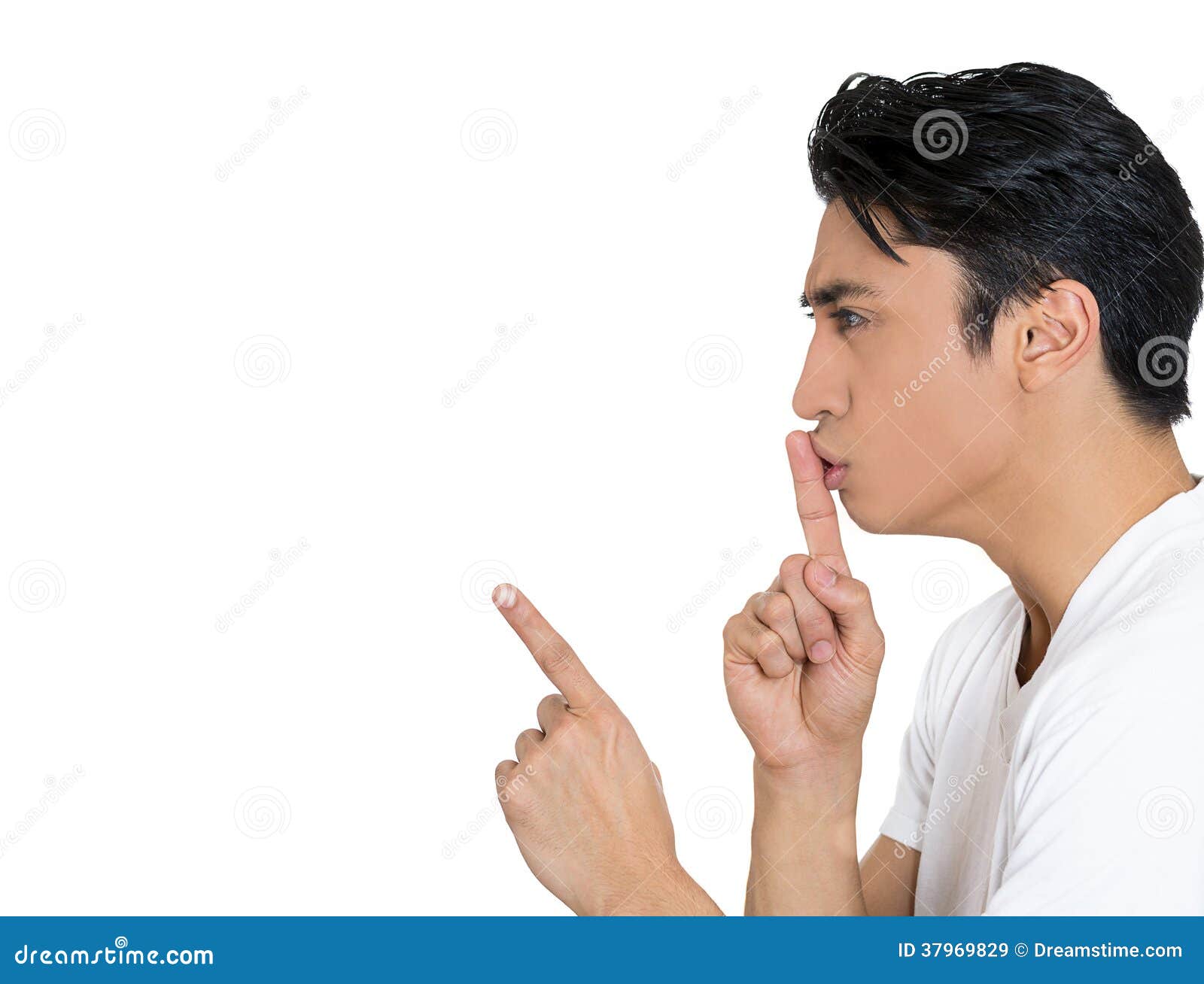 Man saying shh, silence stock image. Image of hand, hide - 37969829