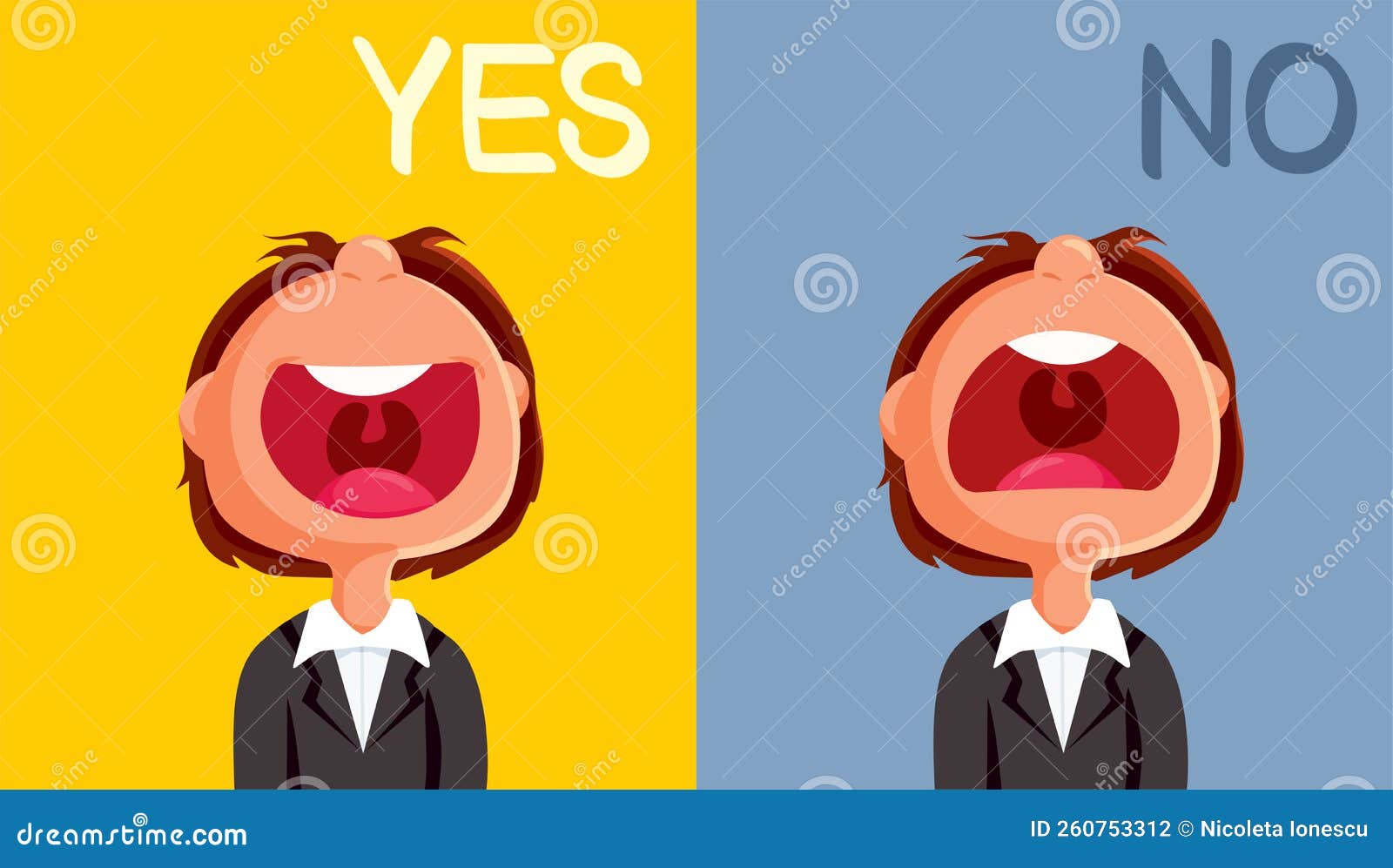Man Saying Yes and No Vector Cartoon Character Stock Vector ...