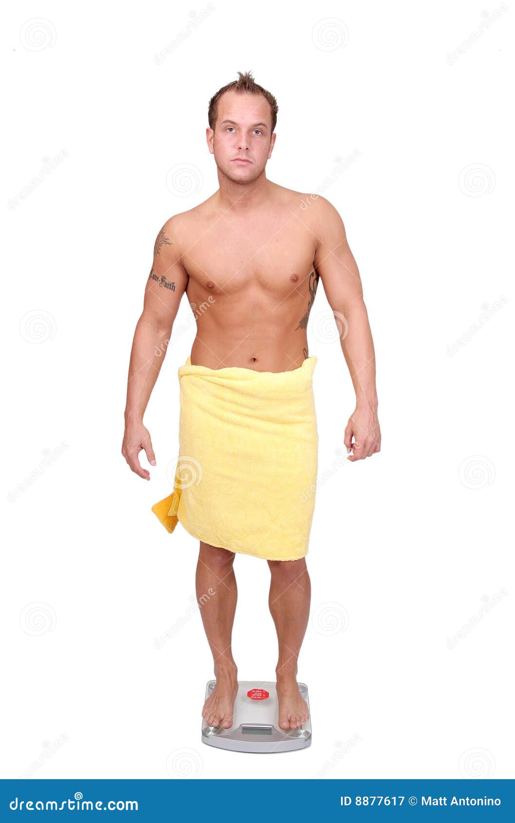 Man on the scale stock image. Image of caucasian, isolated - 8877617