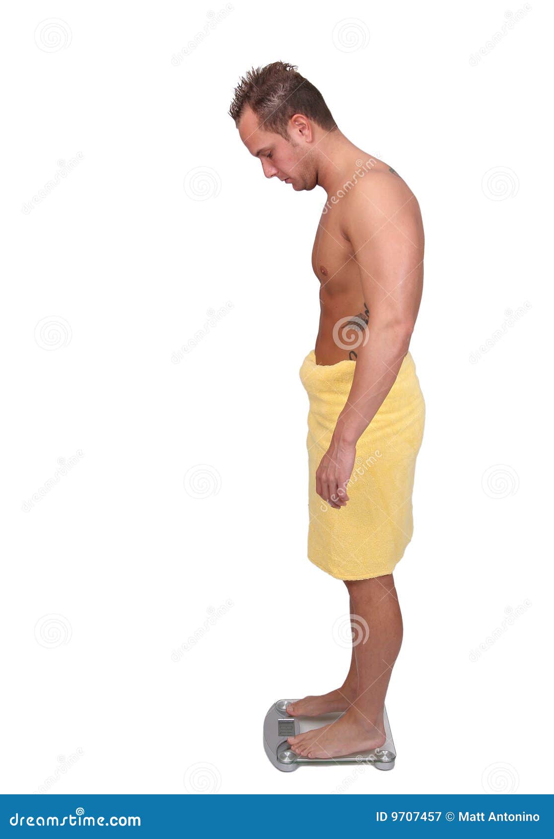 Man on the scale stock image. Image of light, pound, bathroom - 9707457