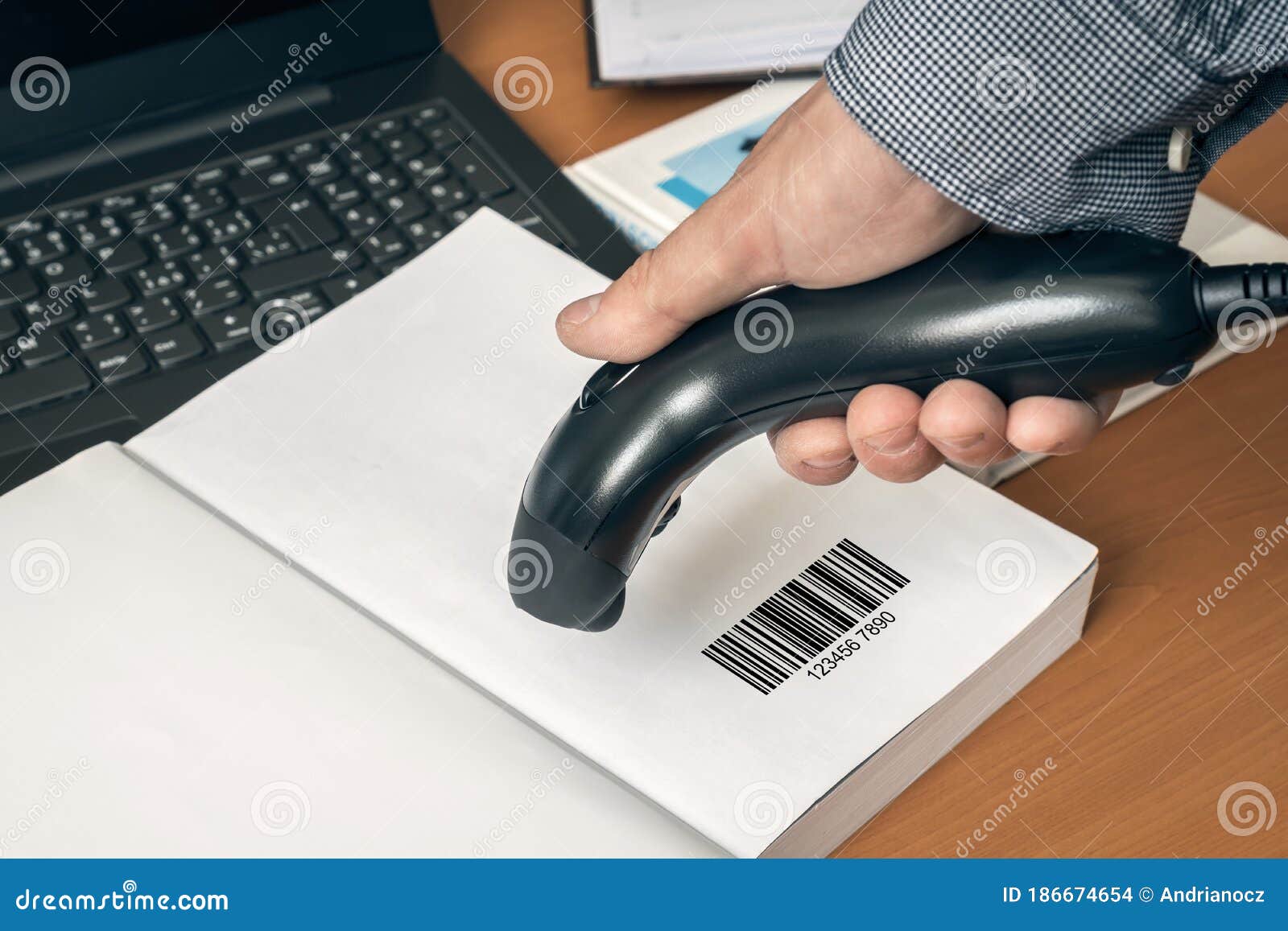 Man with Scanner Scans Barcode Stock Photo - Image of reader, computer ...