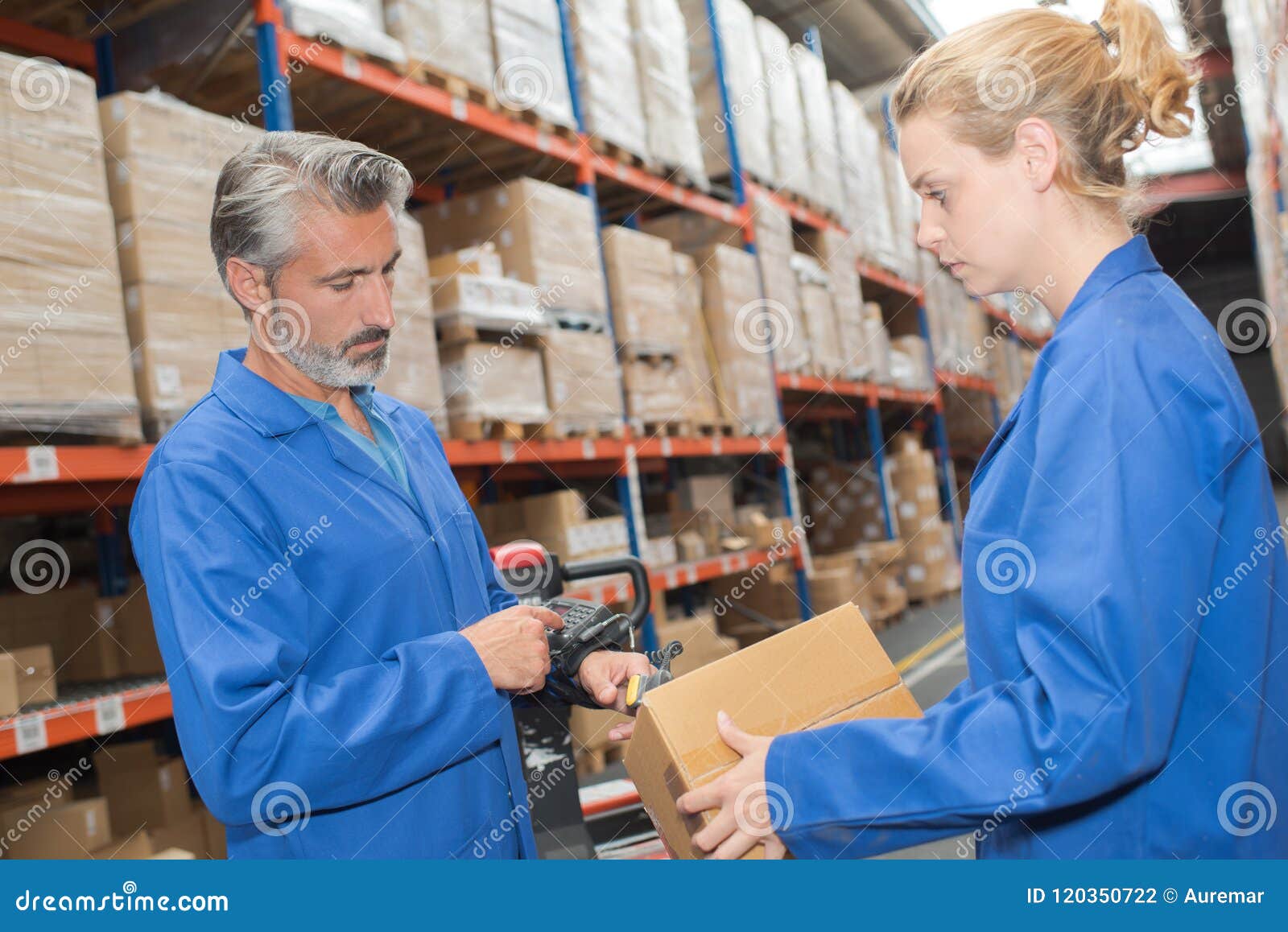Man Scanning Box with Hand Held Scanner Stock Photo - Image of serious ...