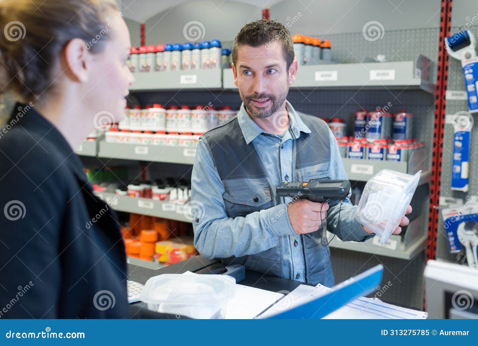 Man Scanning by Handheld Device Stock Image - Image of factory, retail ...