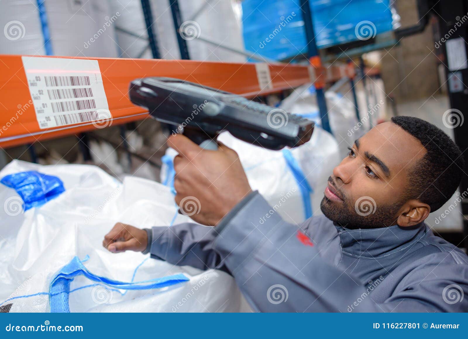 Man Scanning by Handheld Device Stock Image - Image of computer ...