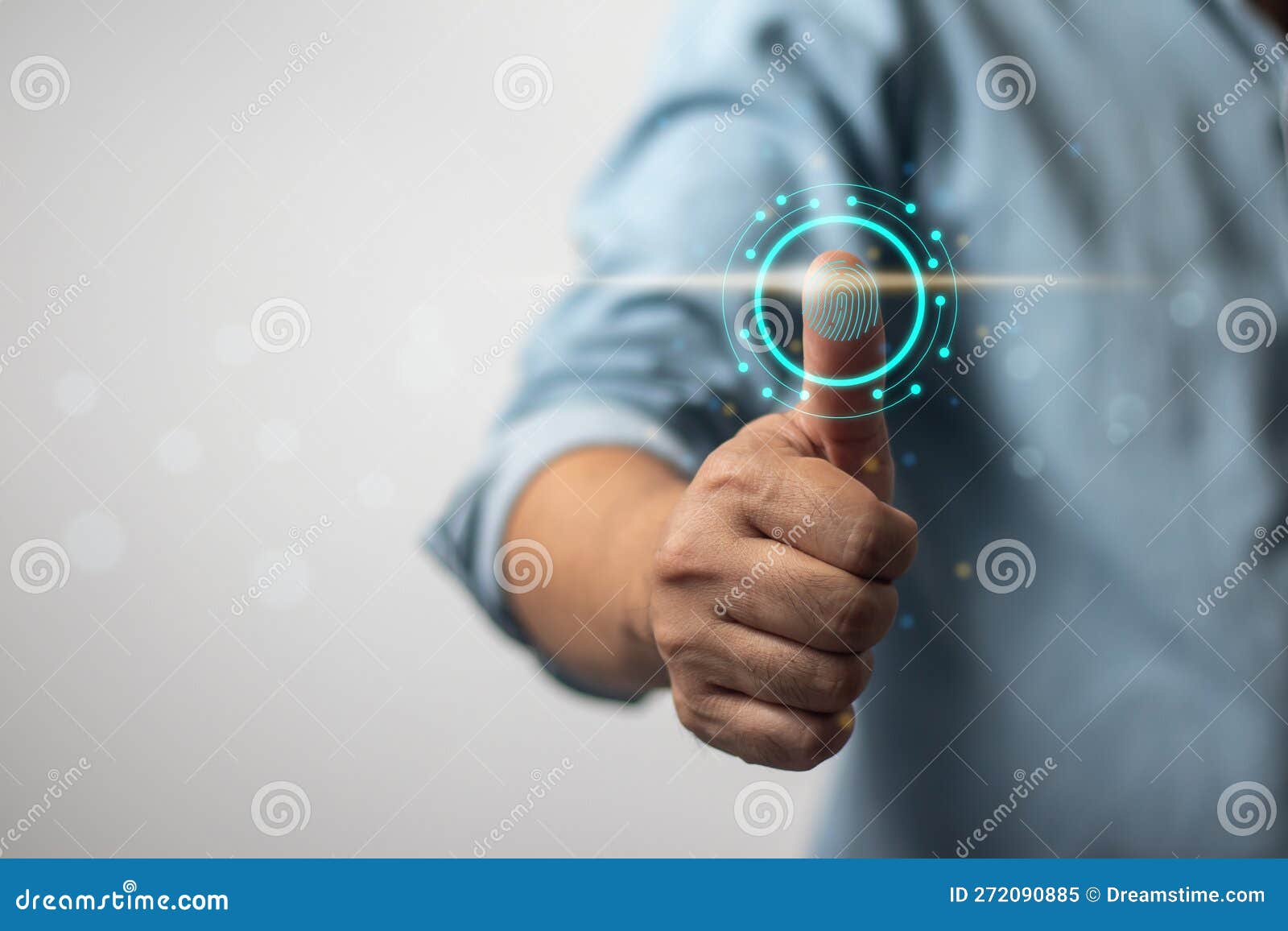 Man Scans Finger through Touch Screen Stock Image - Image of screen ...