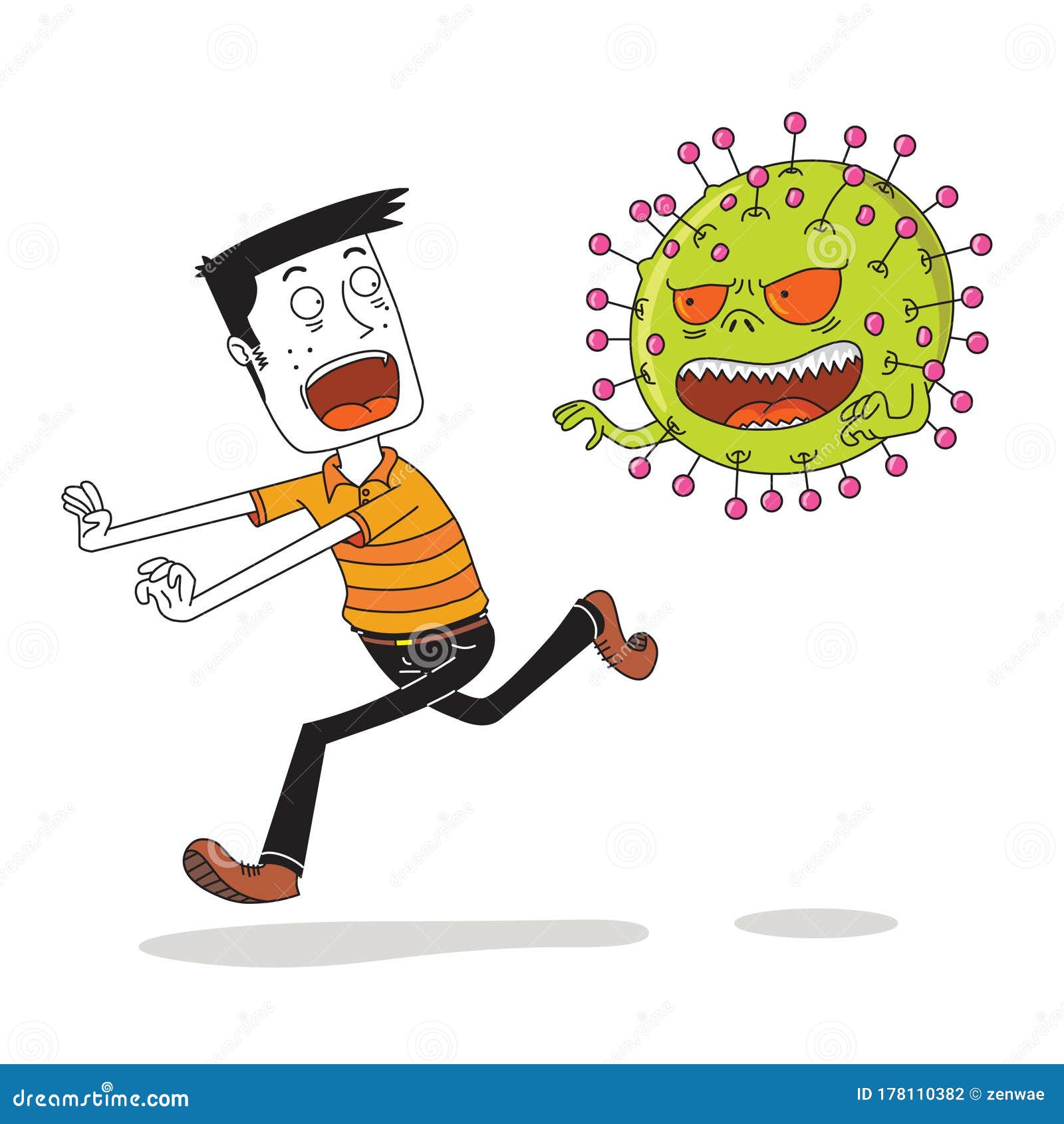 Man is Scared by Bad Ugly Virus Stock Vector - Illustration of clipart ...