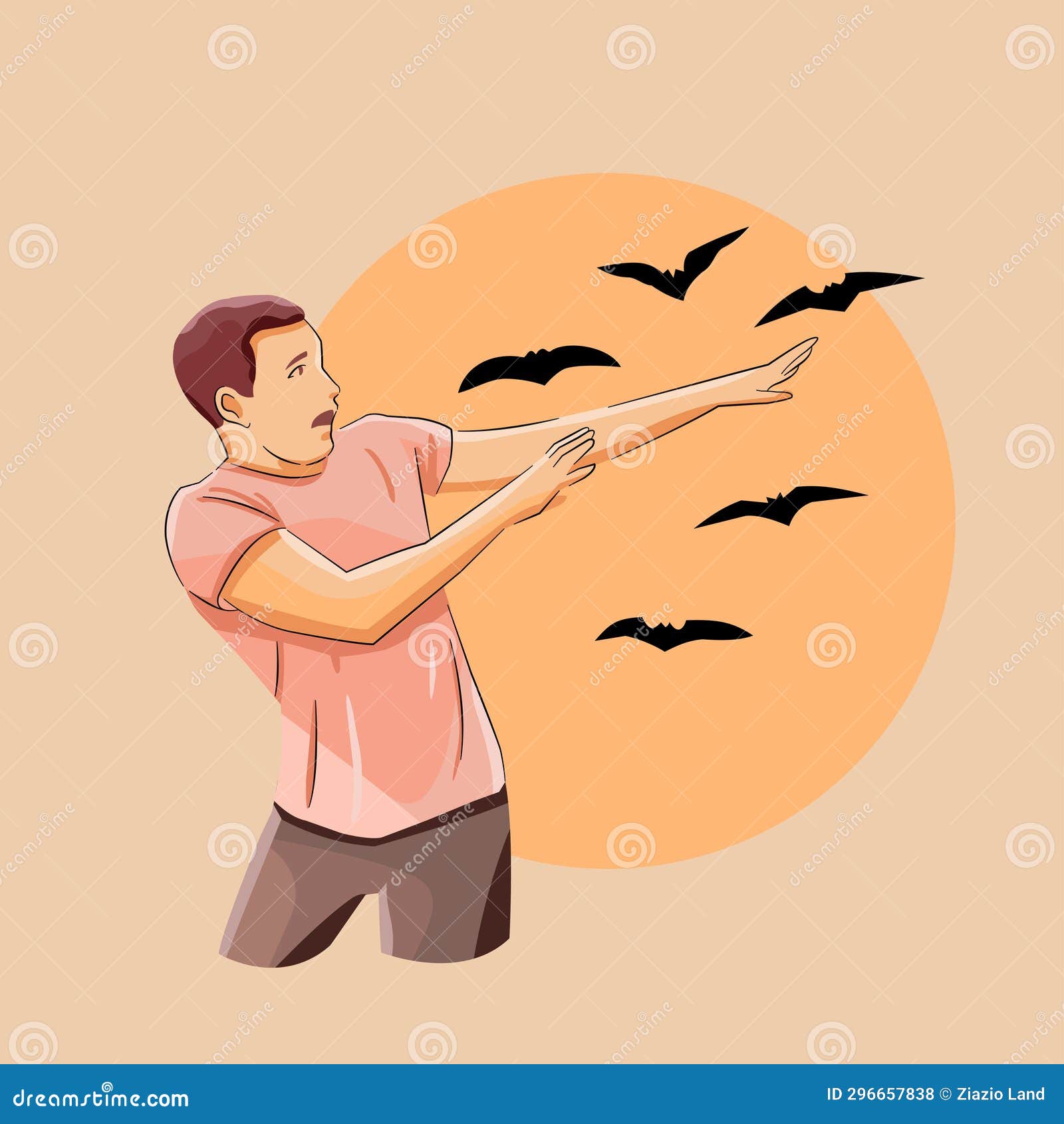Man scared of bat form stock vector. Illustration of phobia - 296657838