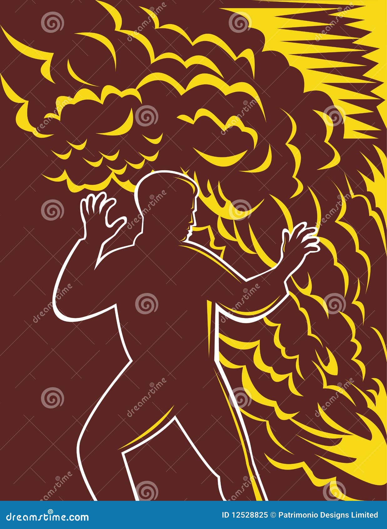 Man Scared Burning Fire Smoke Stock Vector - Illustration of inferno ...
