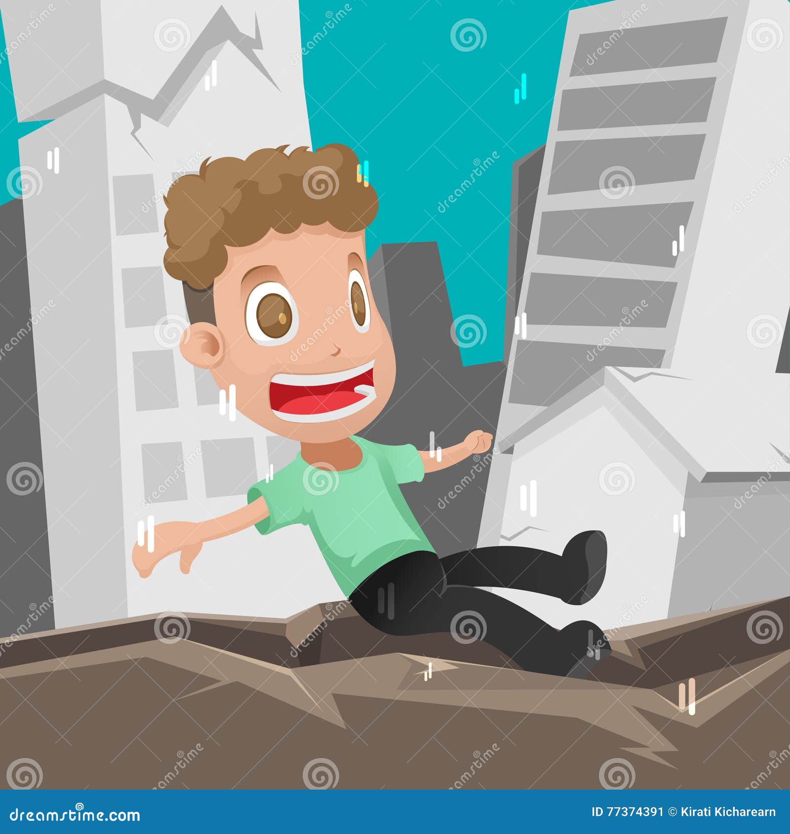 Man Scared Earthquake Disaster Danger Vector Stock Illustration ...