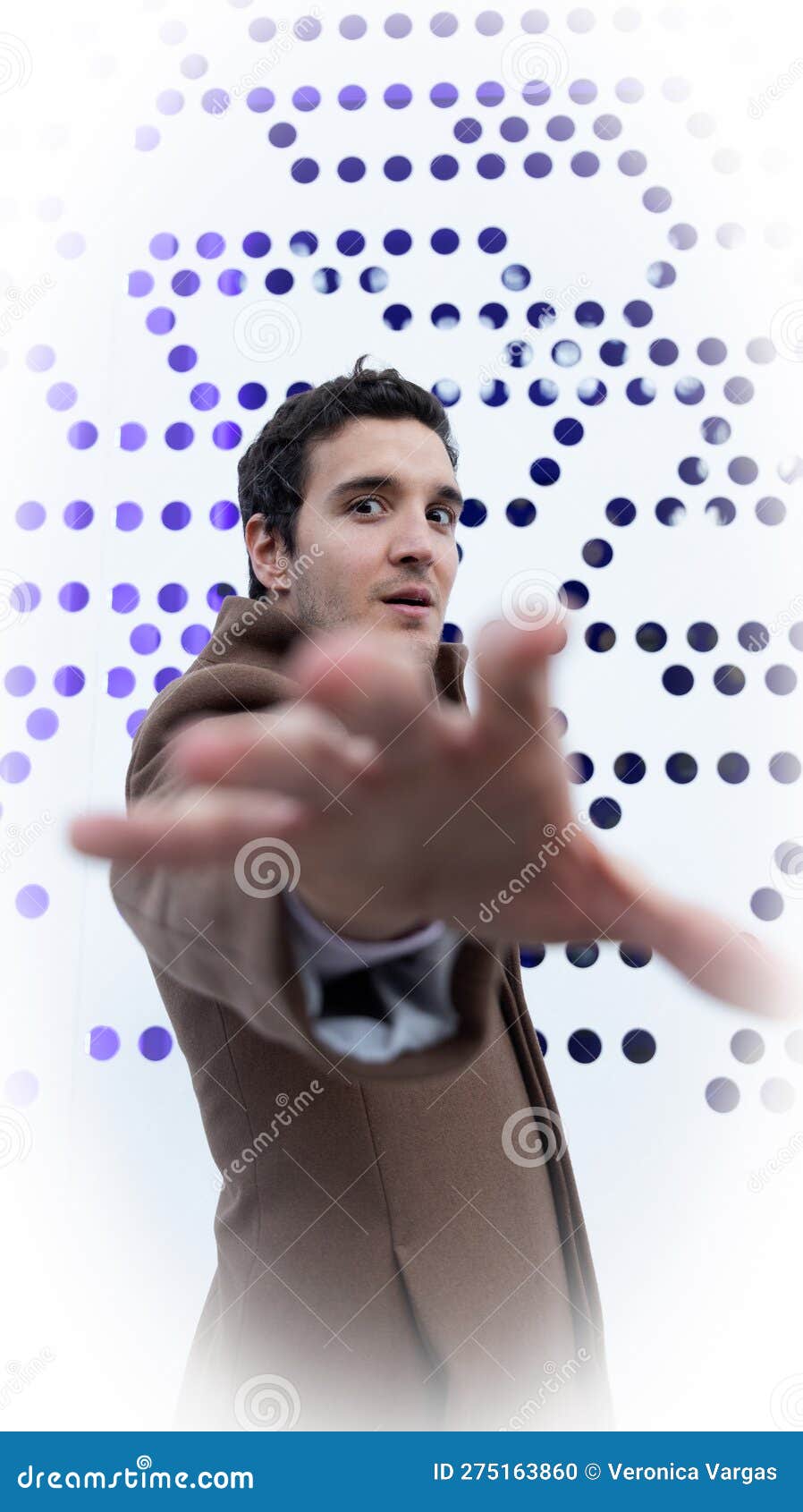 Man with Scared Expression Pushing His Hand Away Stock Photo - Image of ...