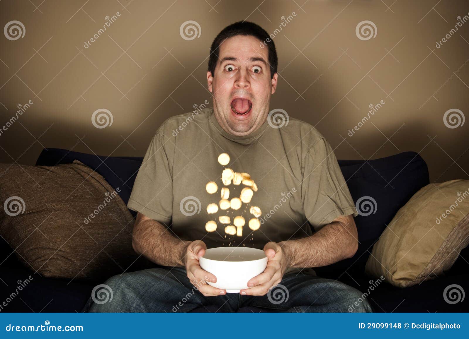 Man scared at horror movie stock photo. Image of throwing - 29099148