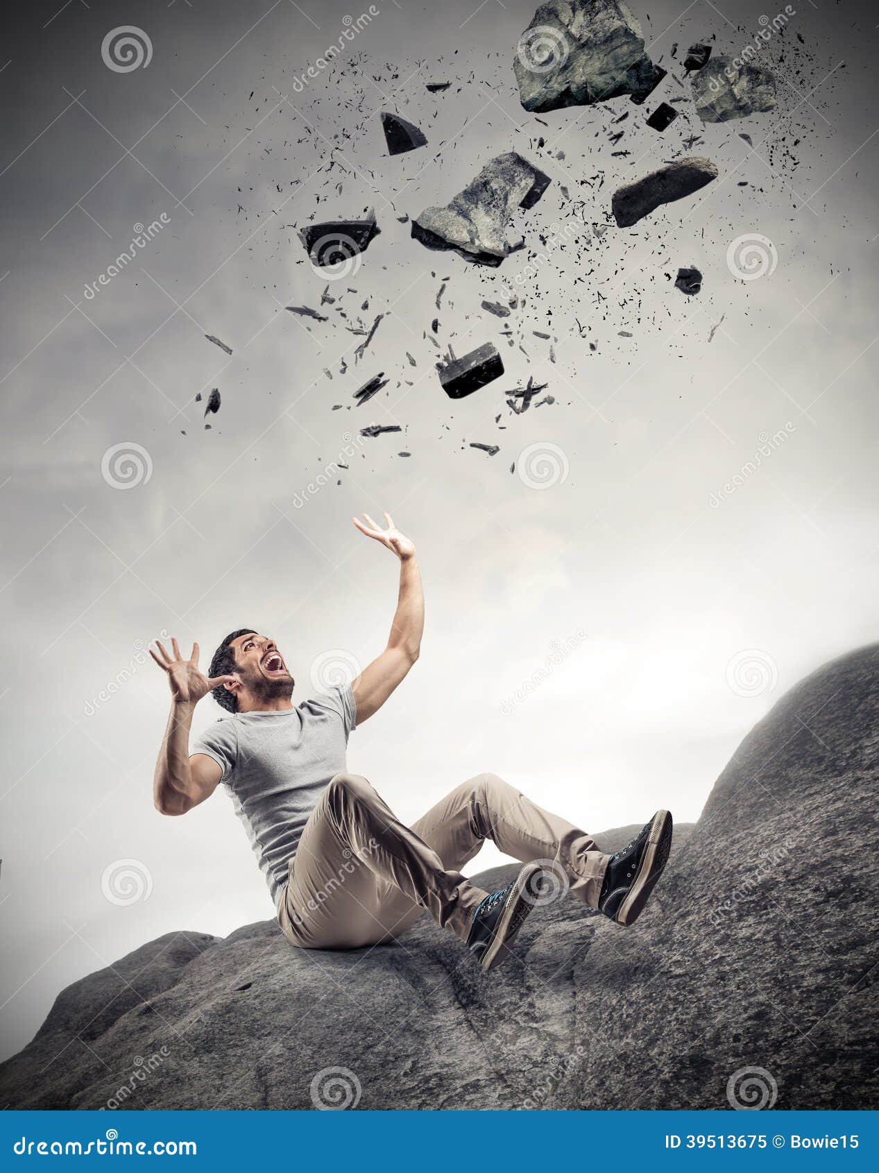 Man scared of some rocks stock image. Image of adult - 39513675