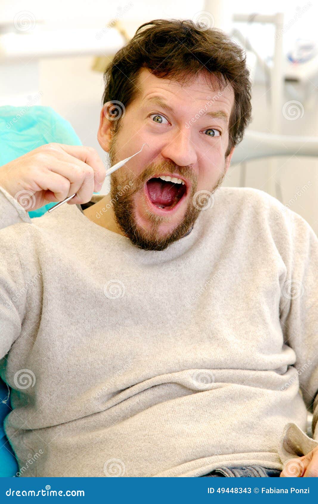 Man Scared about Teeth Operation at Dentist Office Stock Image - Image ...