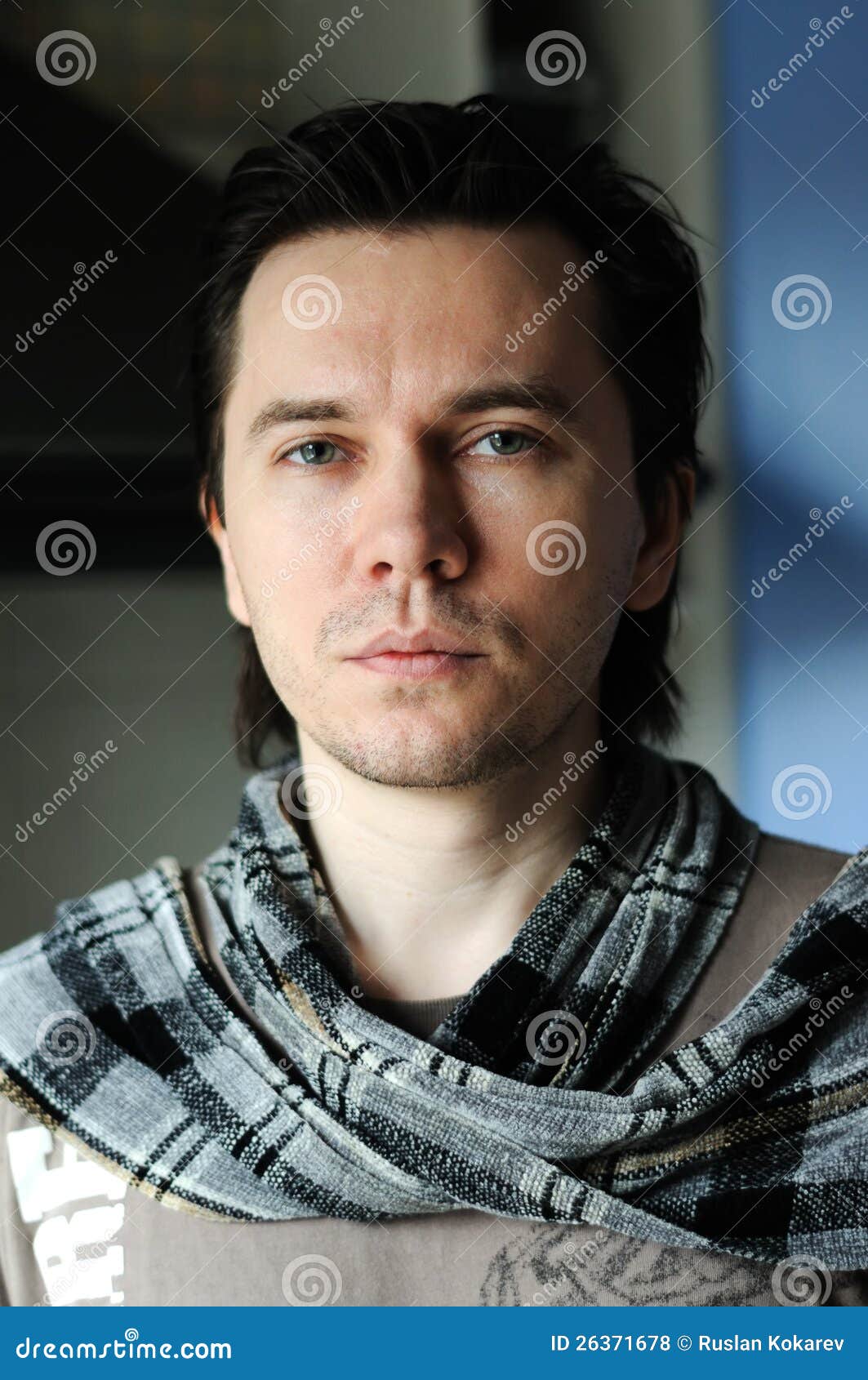 Man in the scarf. stock photo. Image of adult, male, posing - 26371678