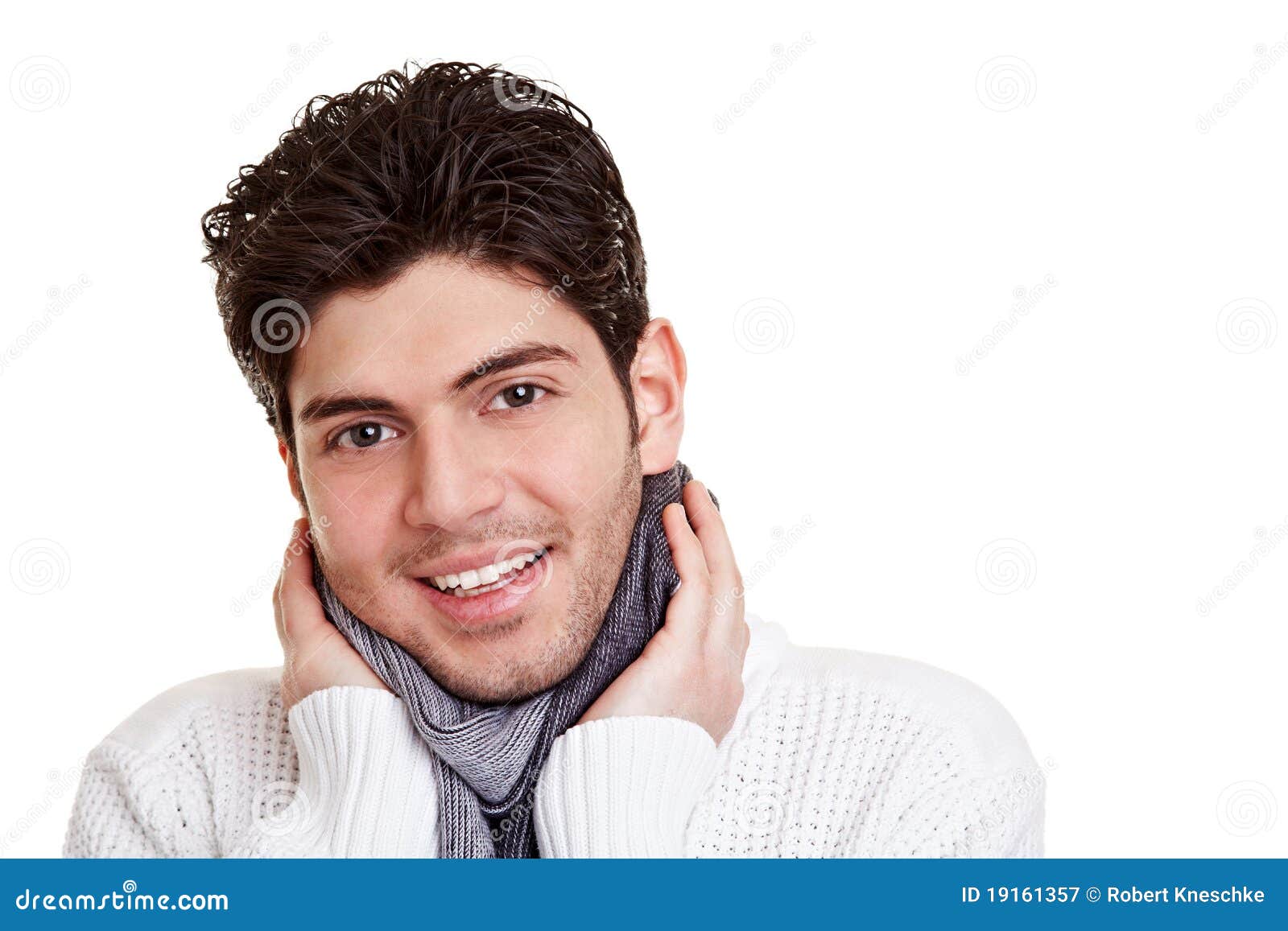 Man with scarf in winter stock image. Image of beauty - 19161357