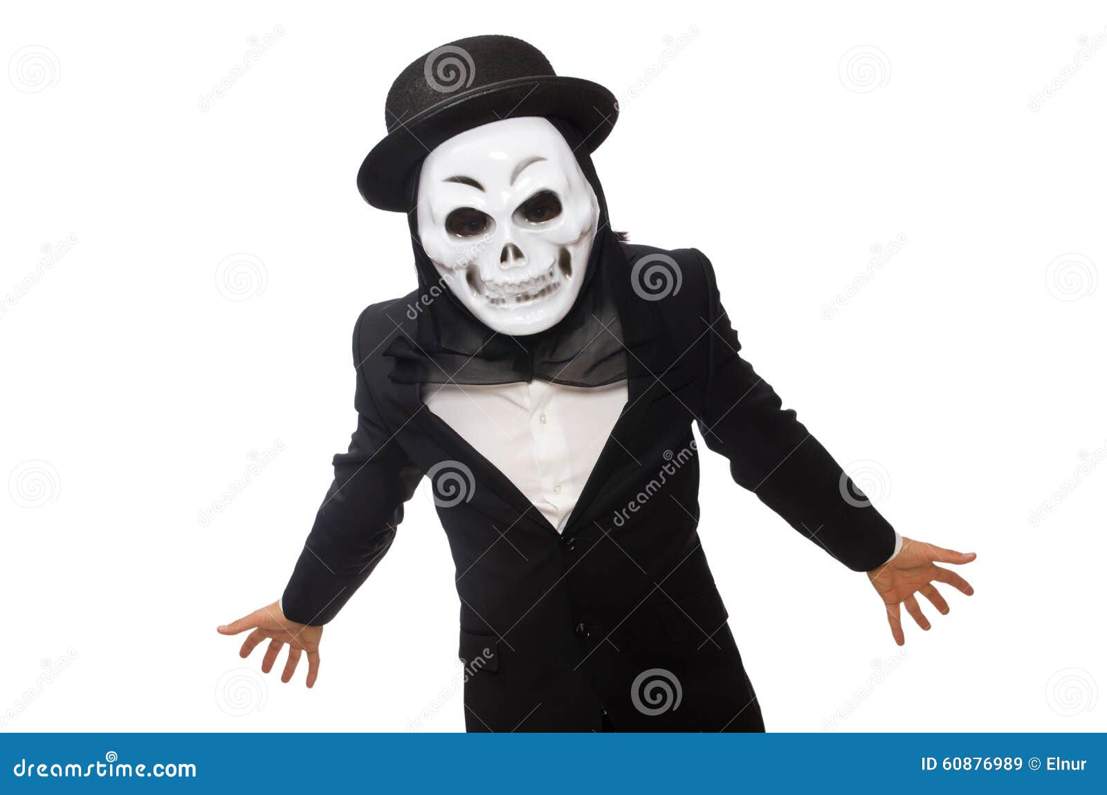 The Man with Scary Mask Isolated on White Stock Image - Image of ...