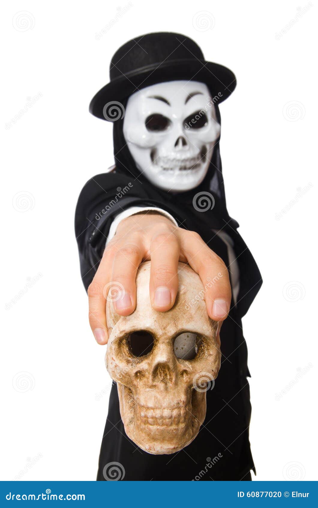 The Man with Scary Mask Isolated on White Stock Photo - Image of ...