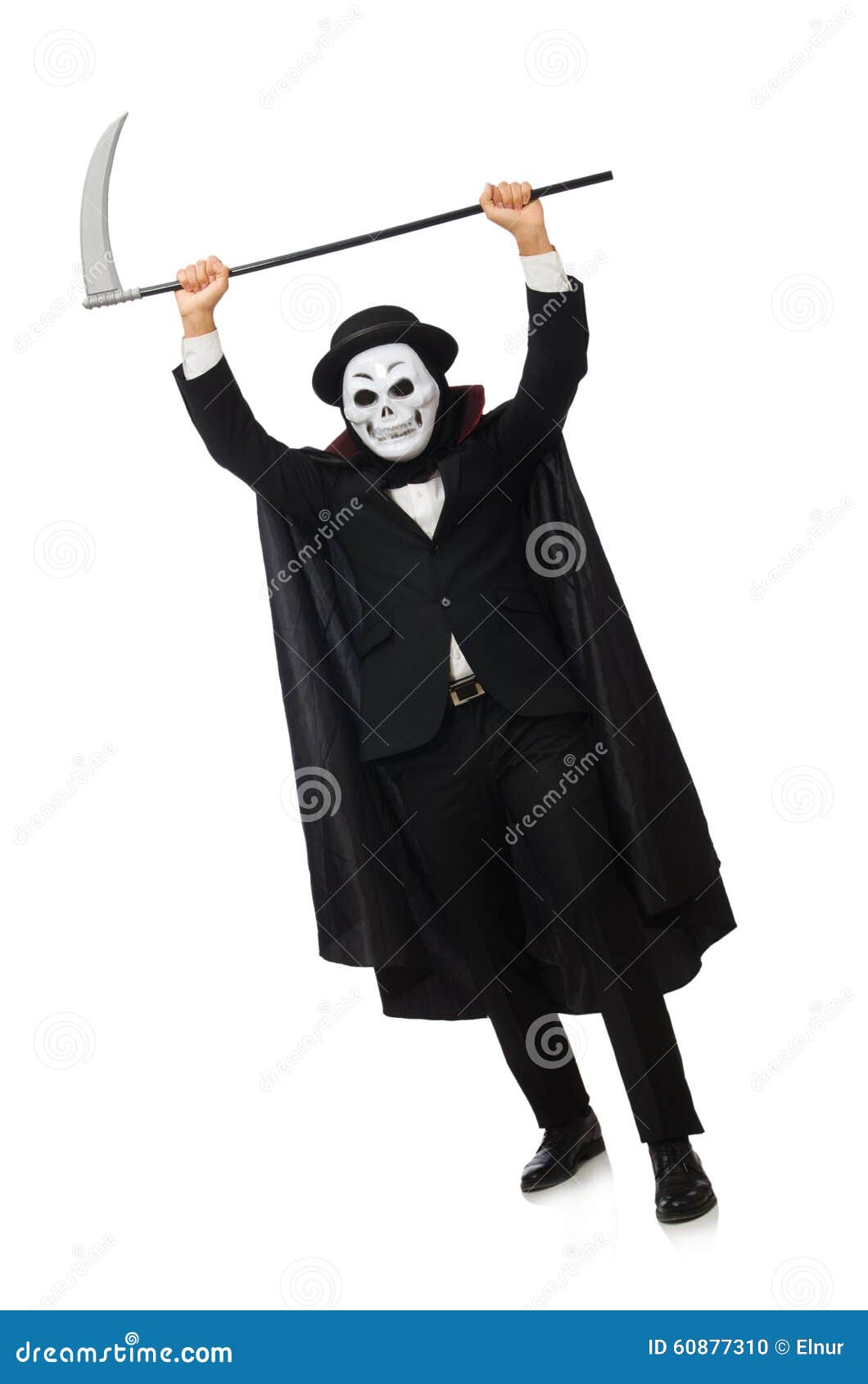 The Man with Scary Mask Isolated on White Stock Photo - Image of dead ...
