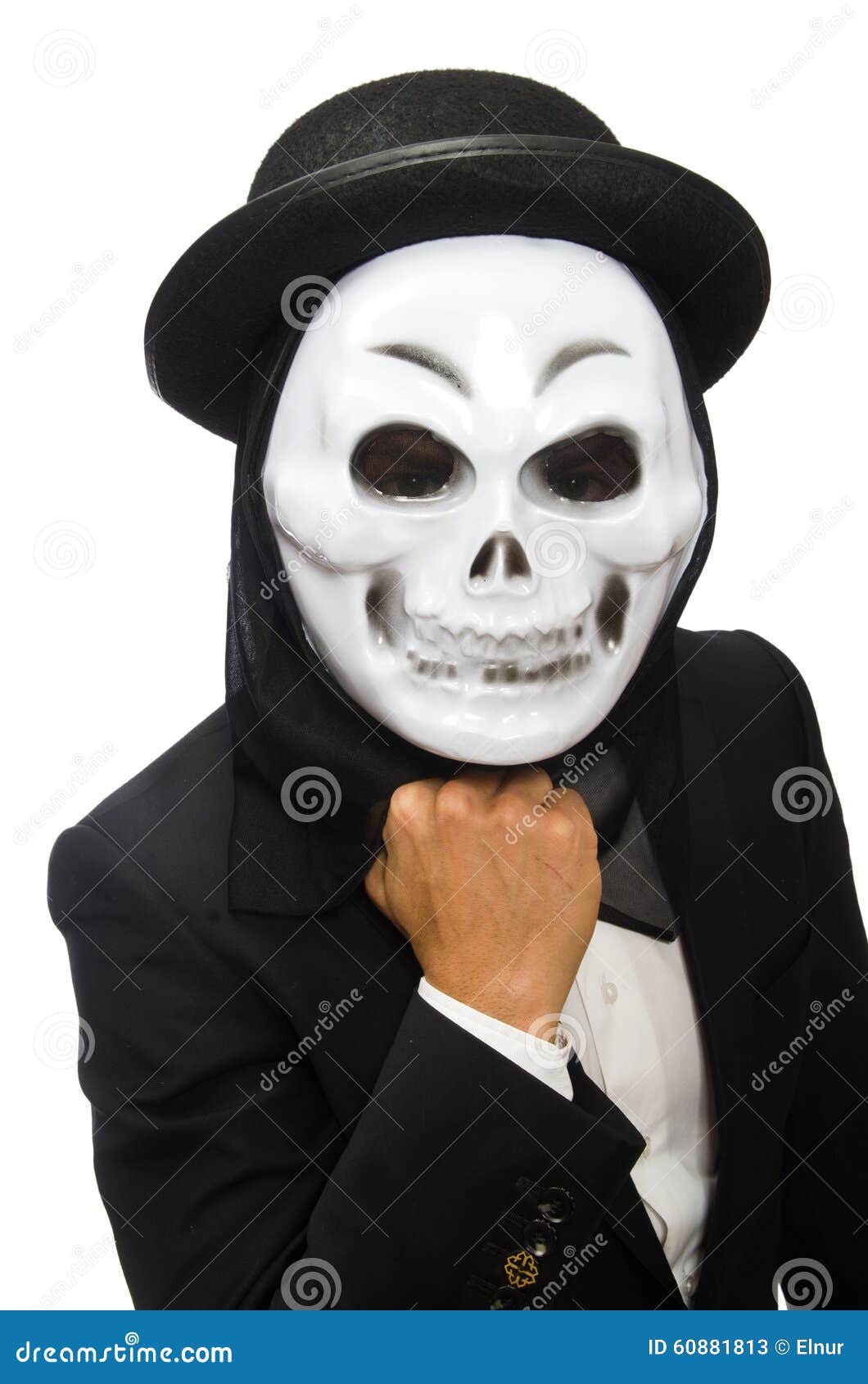 The Man with Scary Mask Isolated on White Stock Image - Image of funny ...