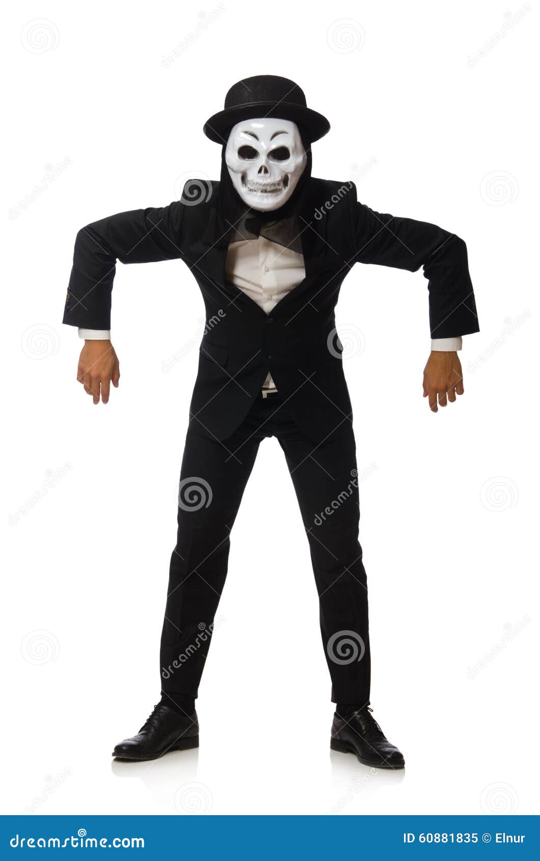 The Man with Scary Mask Isolated on White Stock Image - Image of hell ...