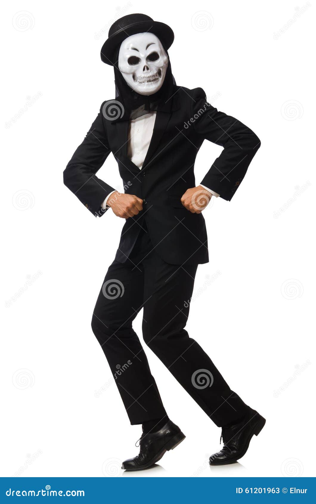 The Man with Scary Mask Isolated on White Stock Image - Image of ...