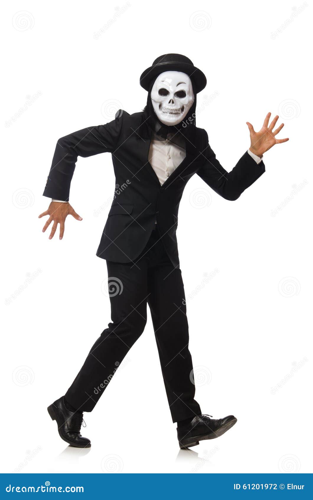 The Man with Scary Mask Isolated on White Stock Photo - Image of ...