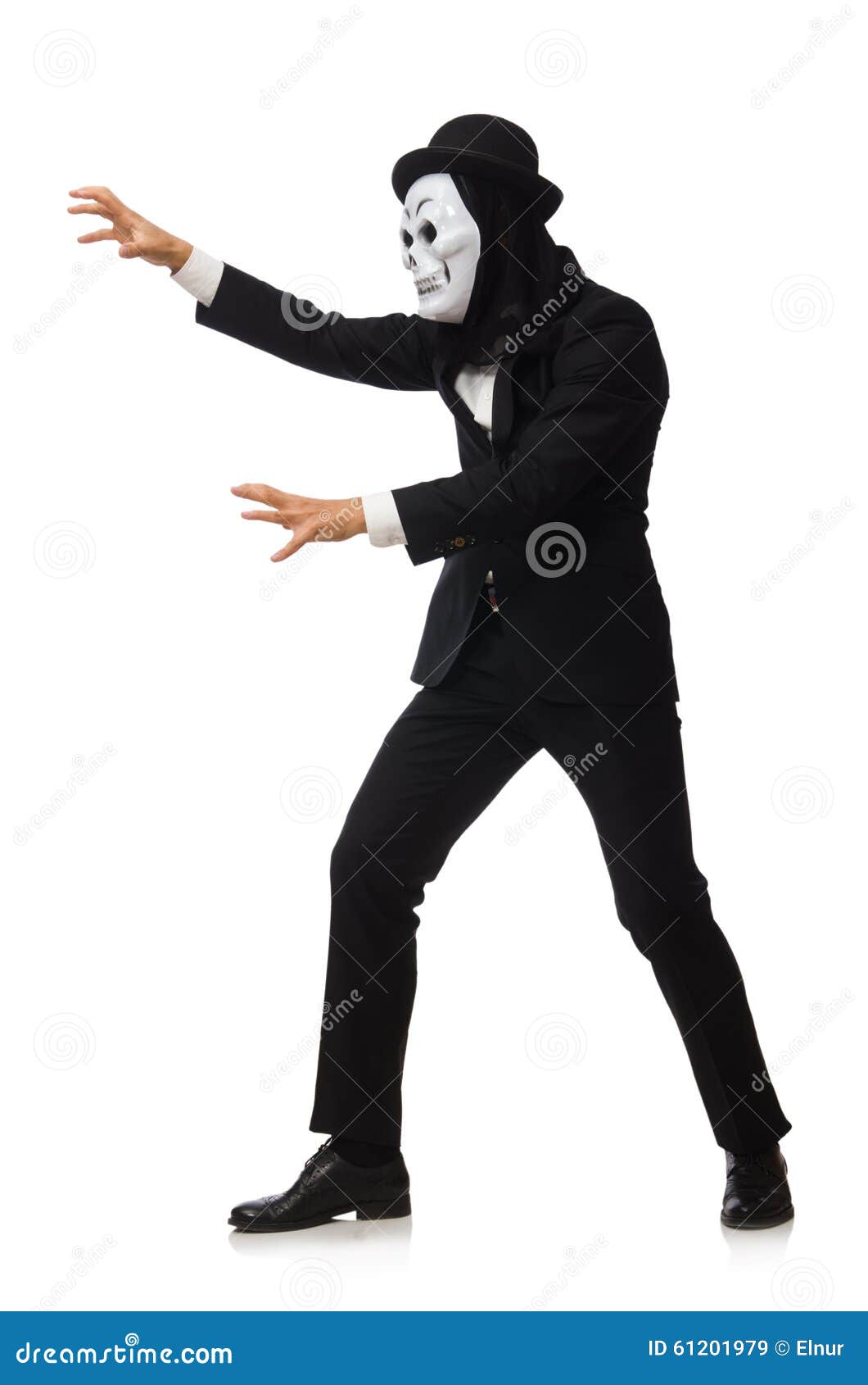 The Man with Scary Mask Isolated on White Stock Image - Image of ...