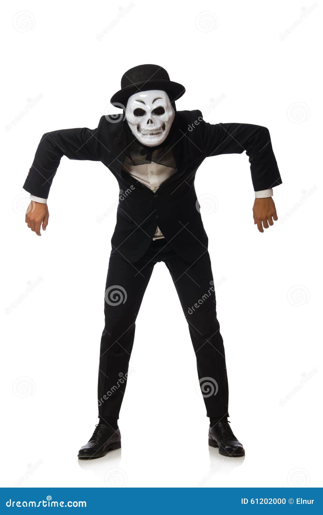 The Man with Scary Mask Isolated on White Stock Photo - Image of ...
