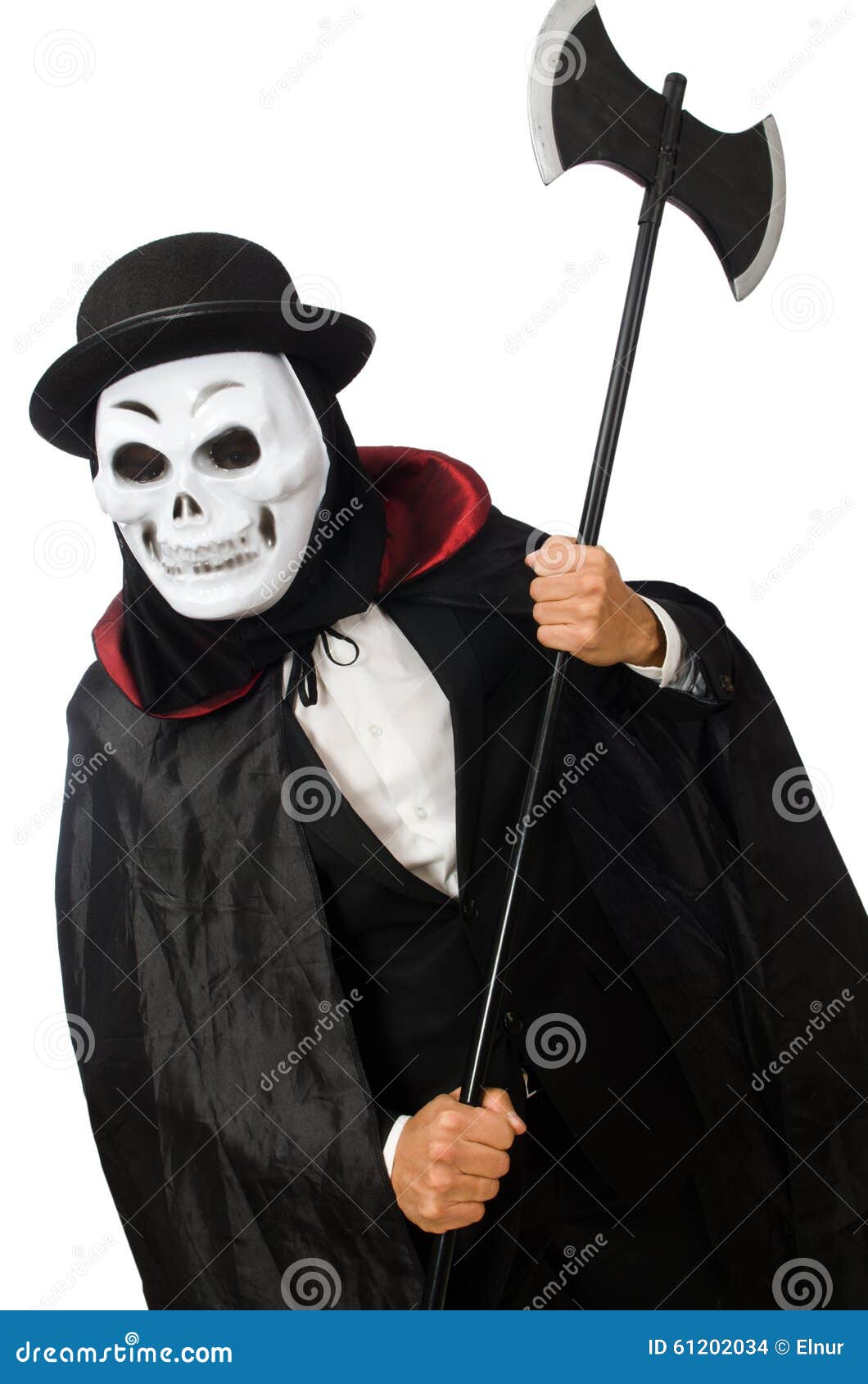 The Man with Scary Mask Isolated on White Stock Photo - Image of ...
