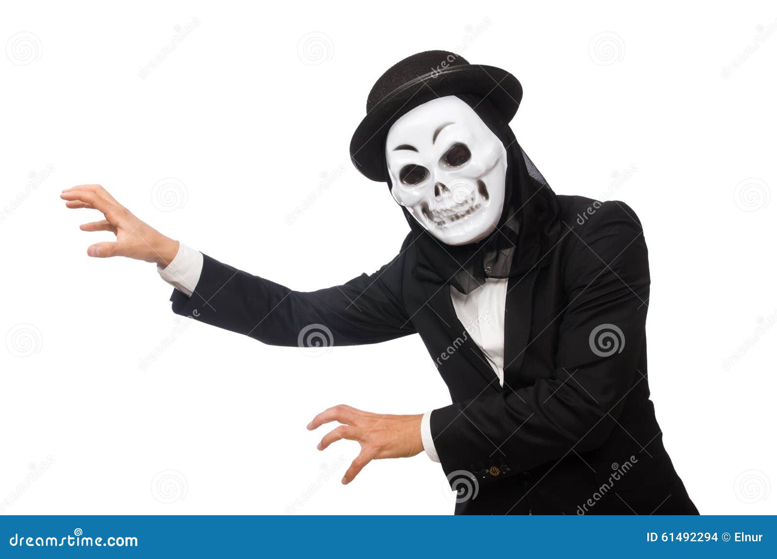 The Man with Scary Mask Isolated on White Stock Photo - Image of ...