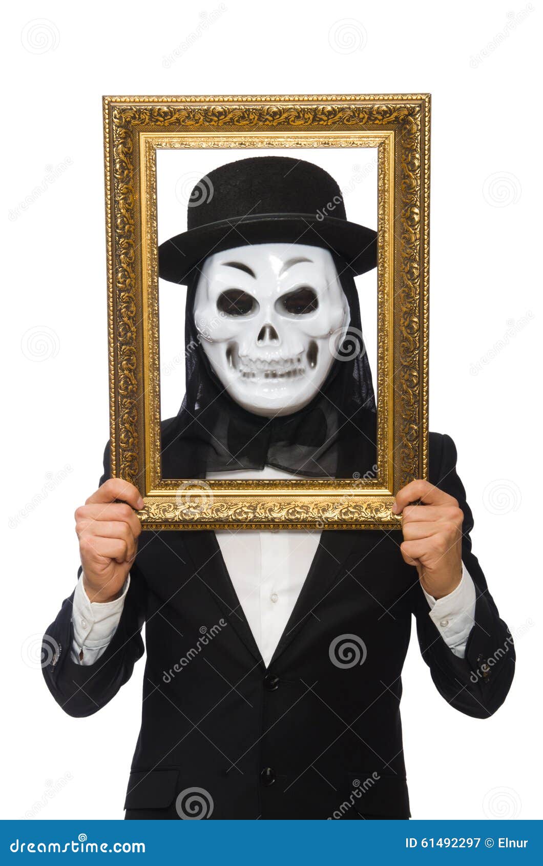 The Man with Scary Mask Isolated on White Stock Image - Image of devil ...