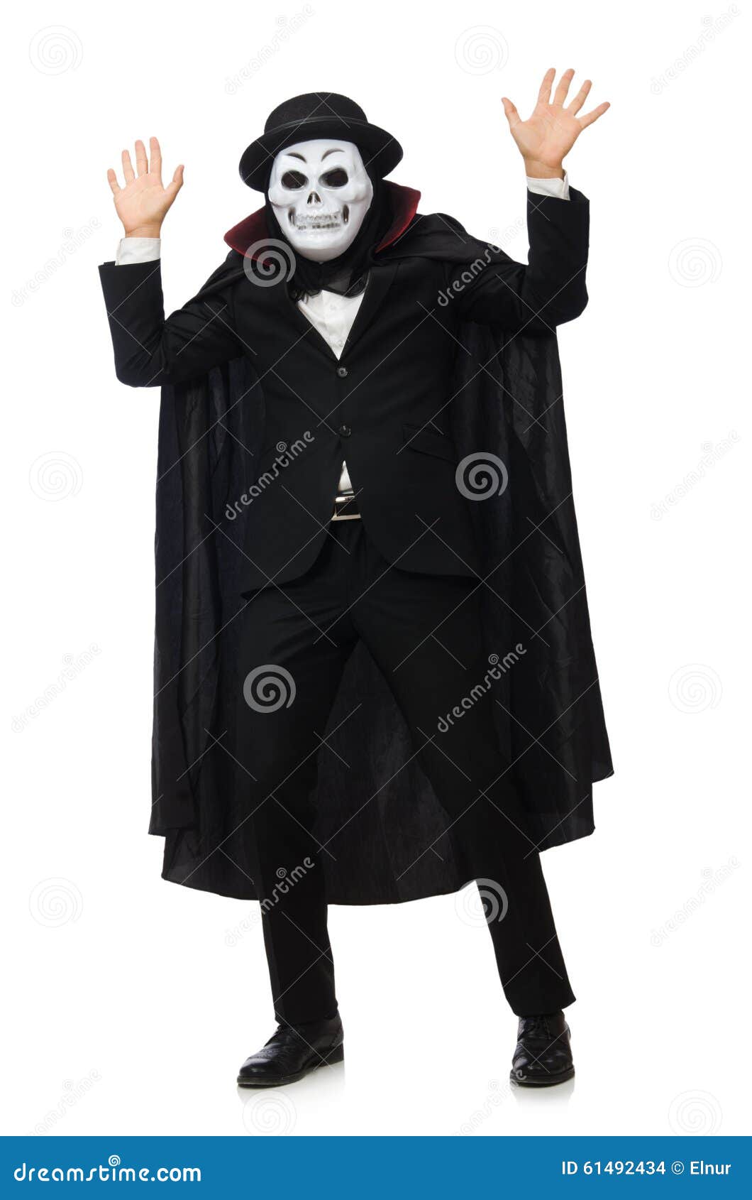 The Man with Scary Mask Isolated on White Stock Photo - Image of death ...