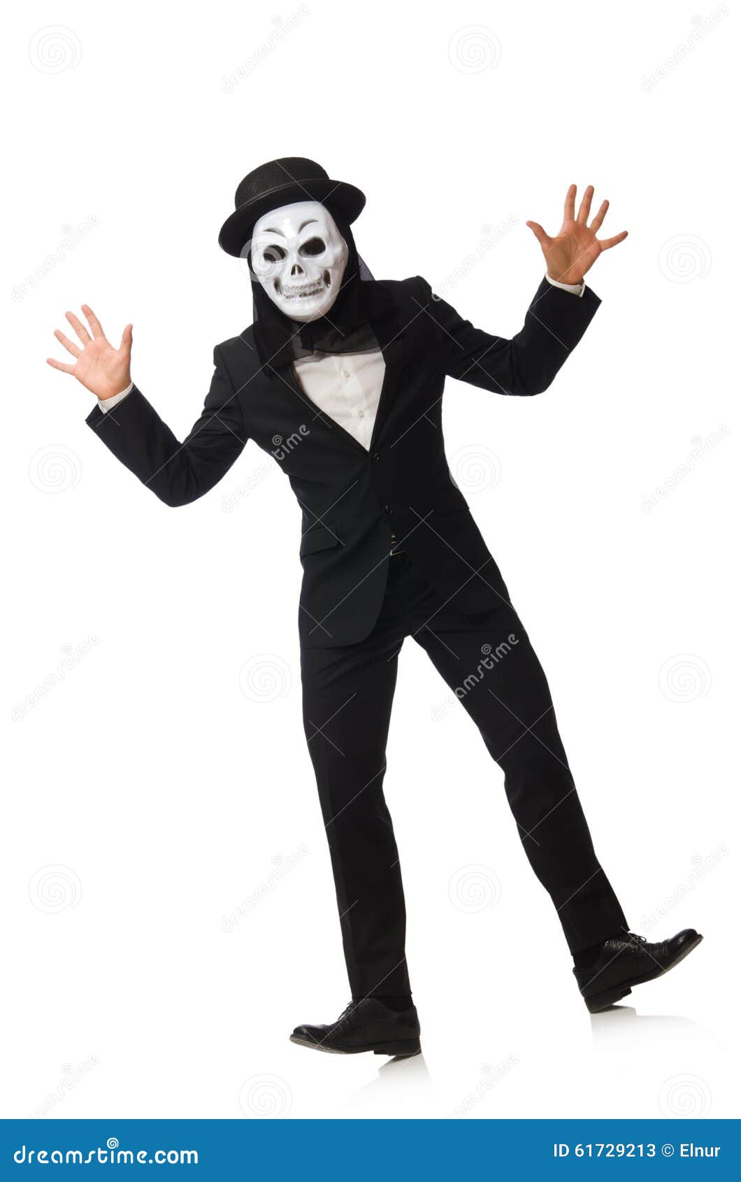 The Man with Scary Mask Isolated on White Stock Image - Image of ...
