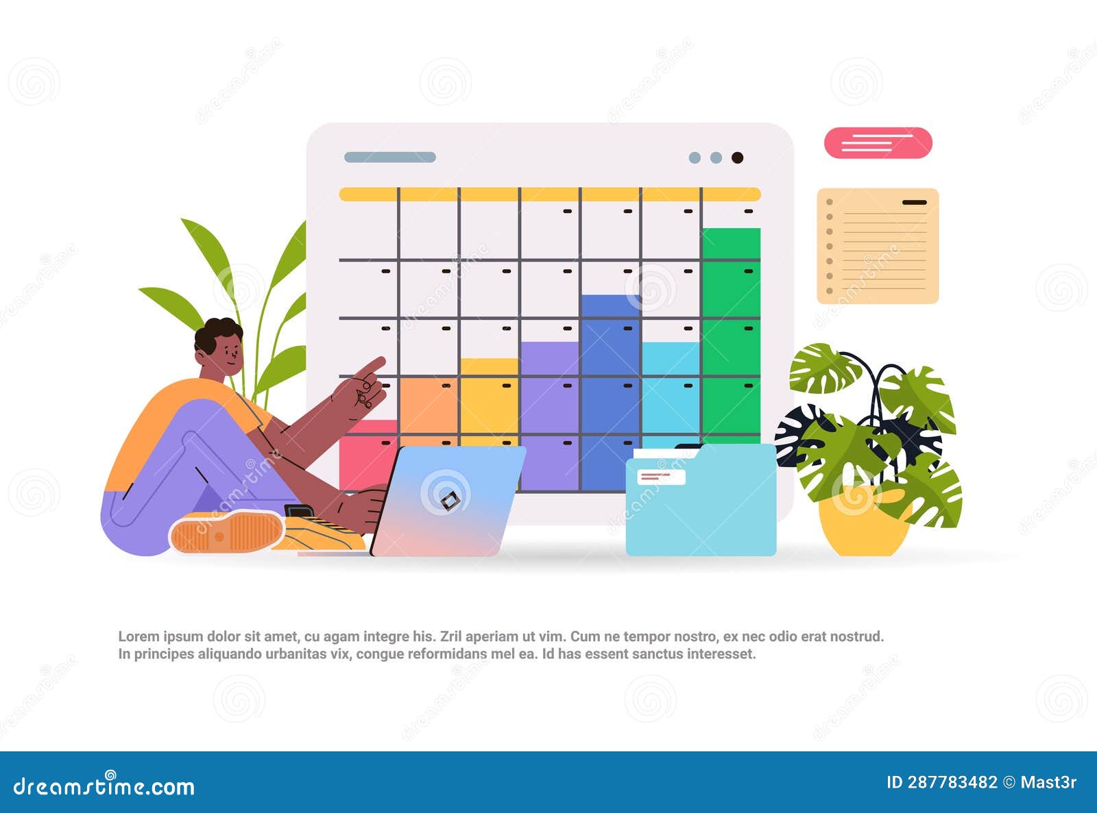 Man Scheduling Job Project Time Management Access Grades and Progress ...