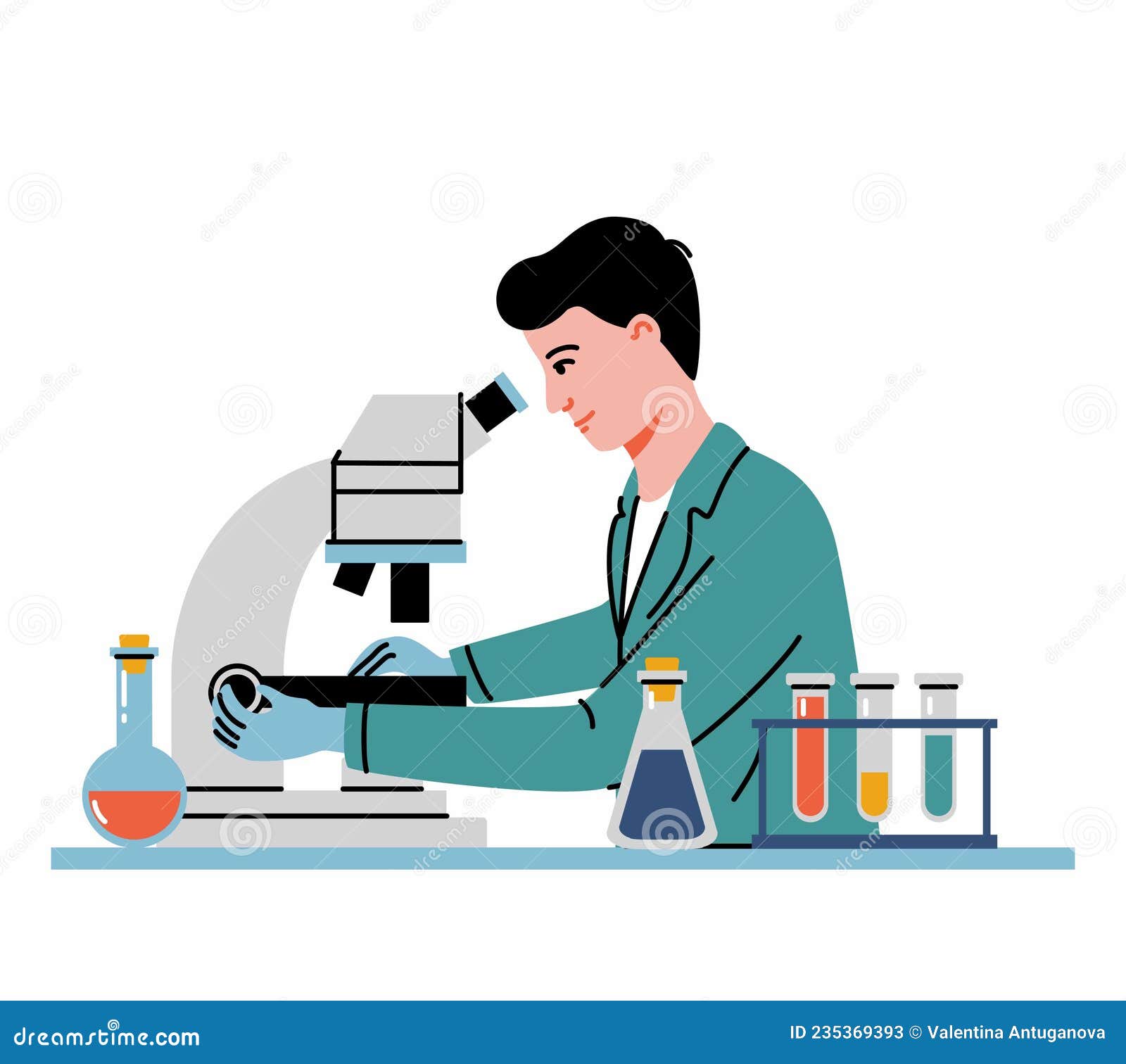 Man Scientist in Laboratory Vector Illustration Stock Vector ... Man Scientist in Laboratory Vector Illustration Stock Vector ...