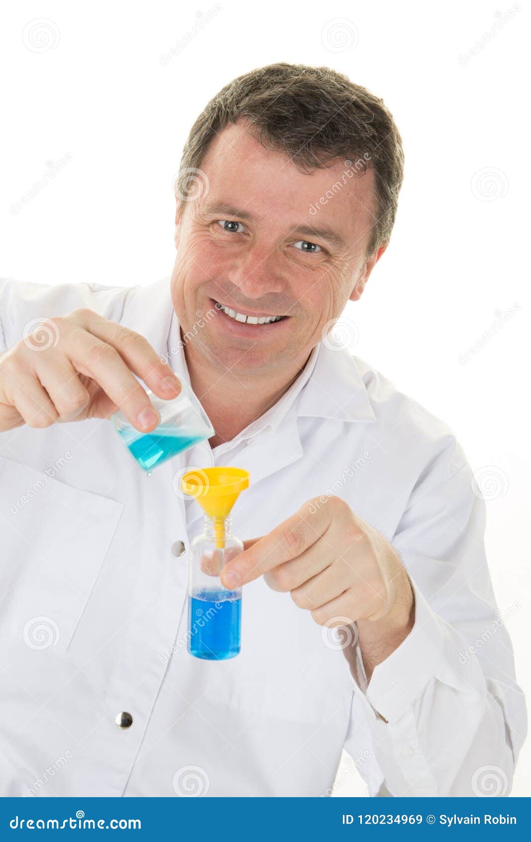 Man Scientist in Lab Working at Lab with Test Tubes Stock Image - Image ...