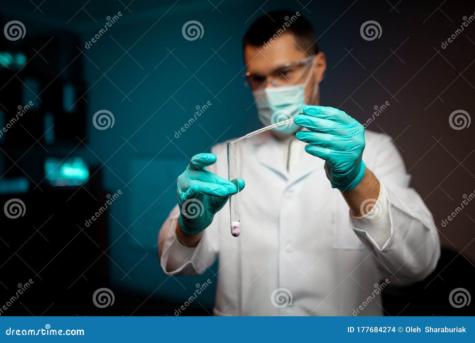 Man Scientist Or Technologist Doing Experiment In A Laboratory ...