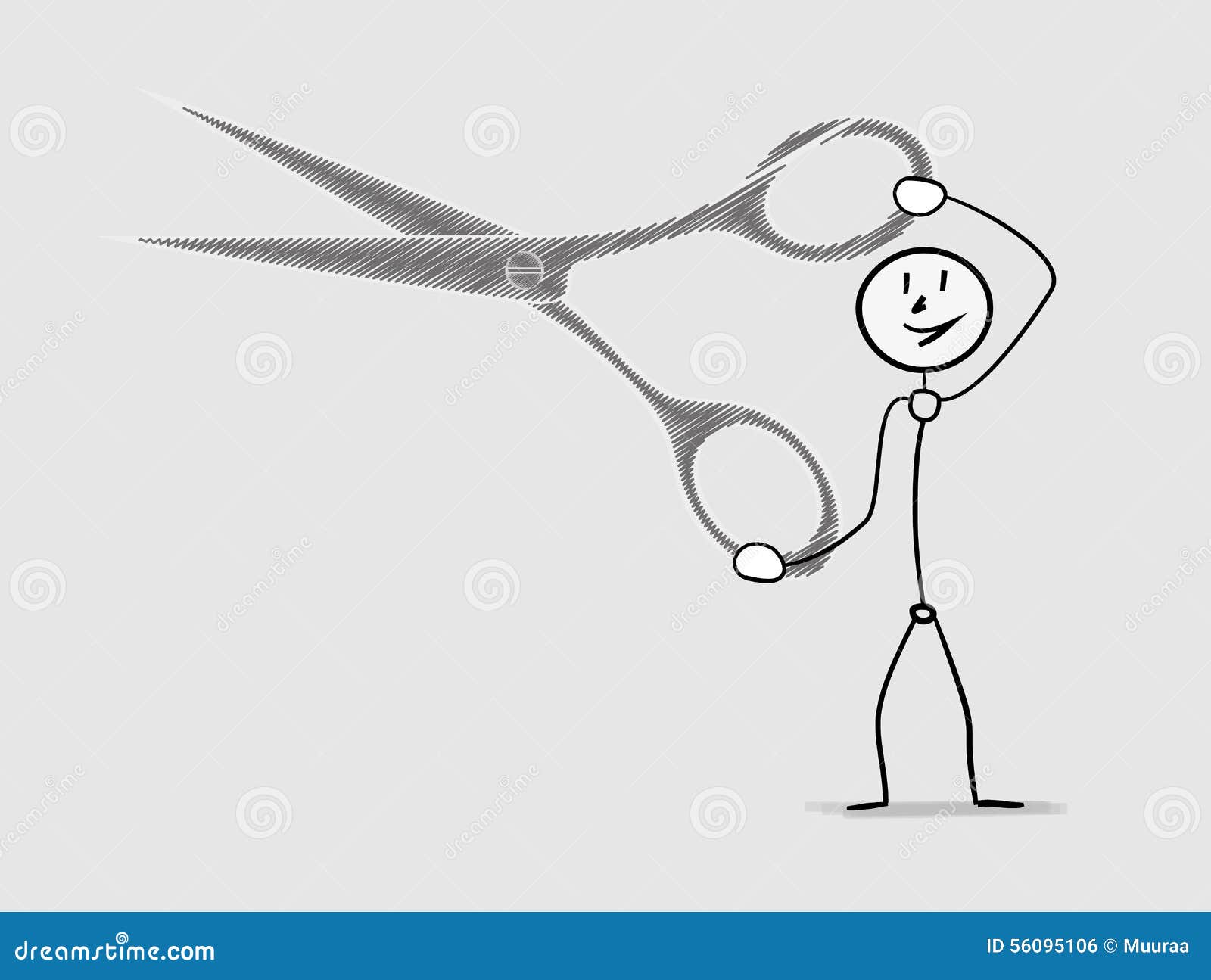 Man and scissors stock illustration. Illustration of scissors - 56095106