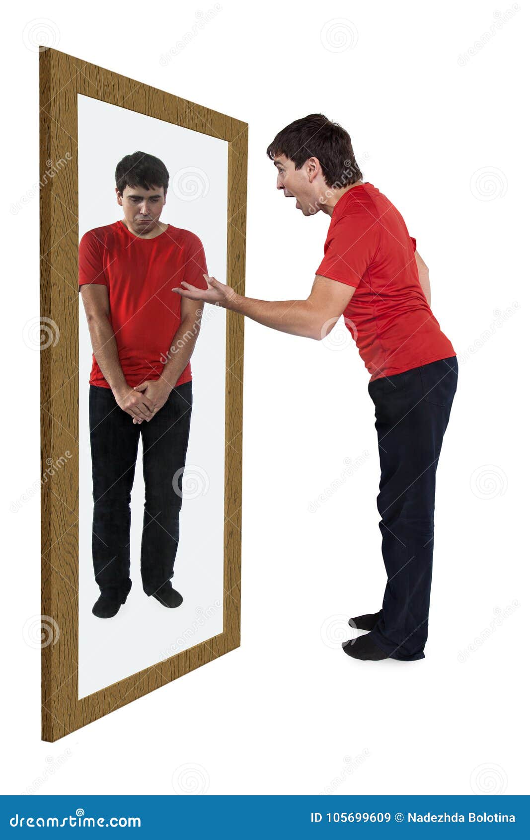 Man Scolding Himself in a Mirror Stock Image - Image of mental ...