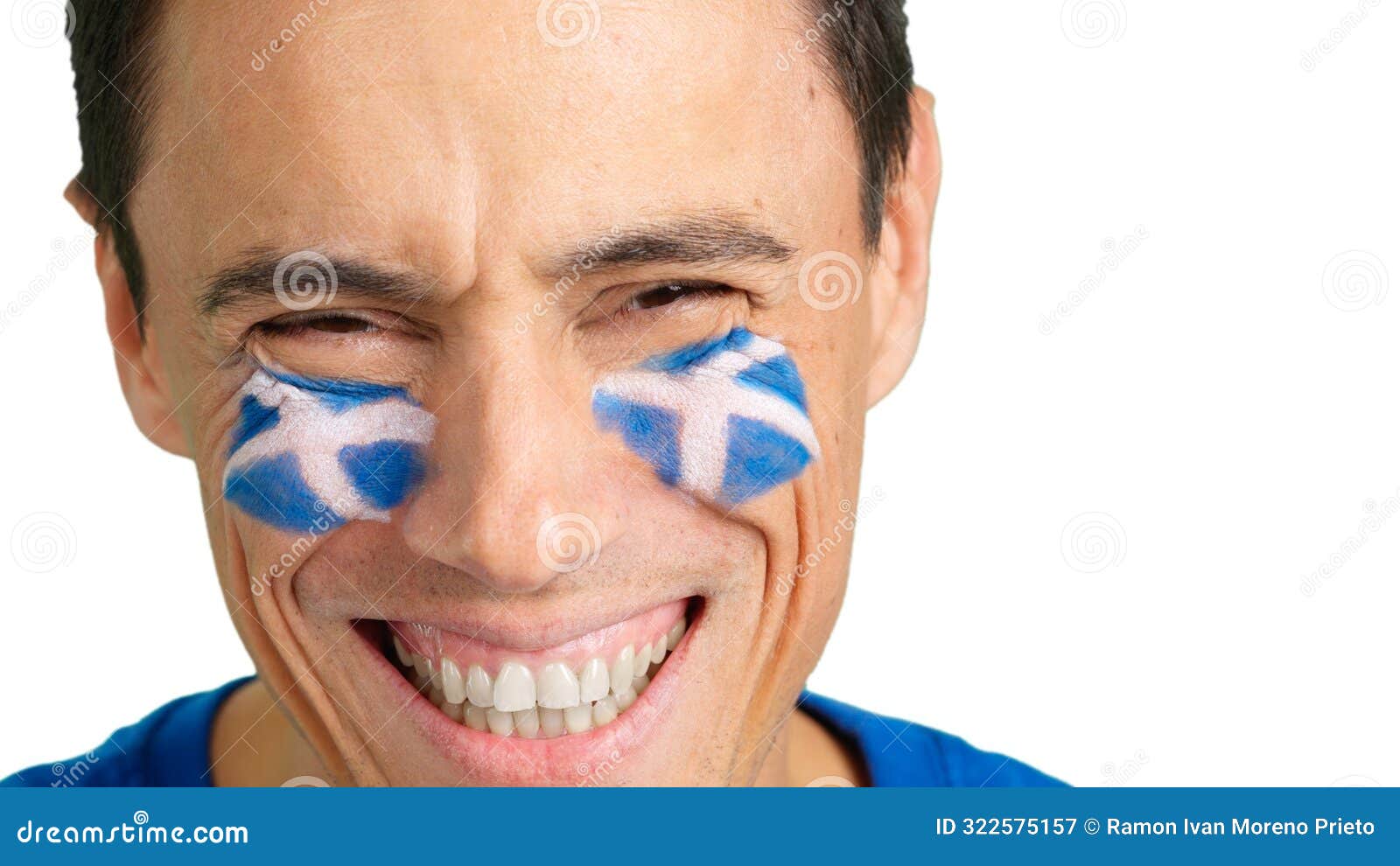 Man with a Scottish Flag Painted on the Face Smiling Stock Image ...