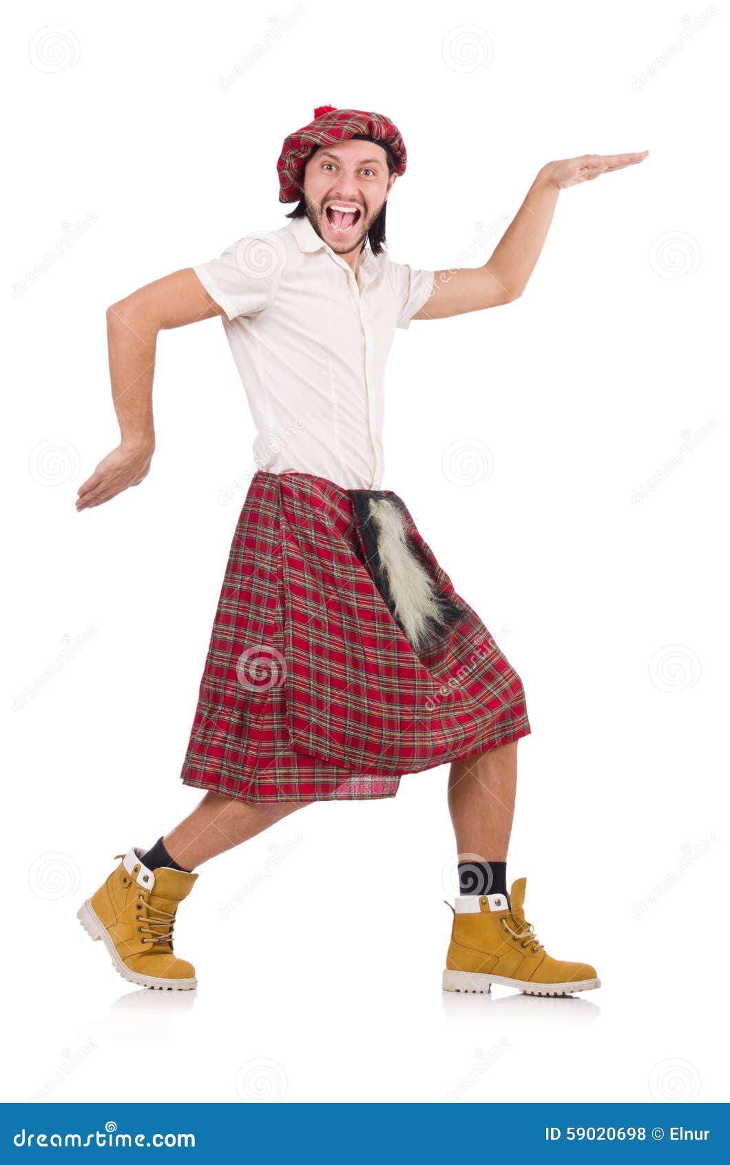 Man in Scottish Skirt Isolated on White Stock Photo - Image of male ...