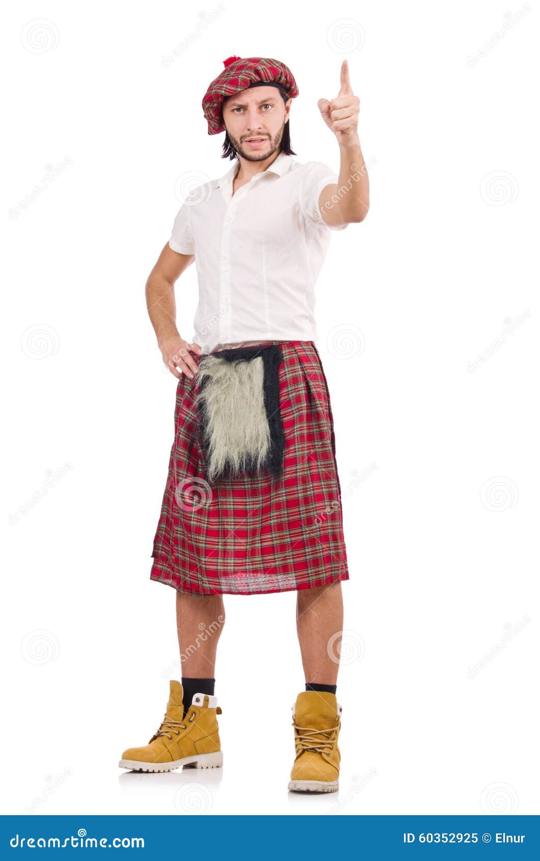 Man in Scottish Skirt Isolated on White Stock Image - Image of model ...