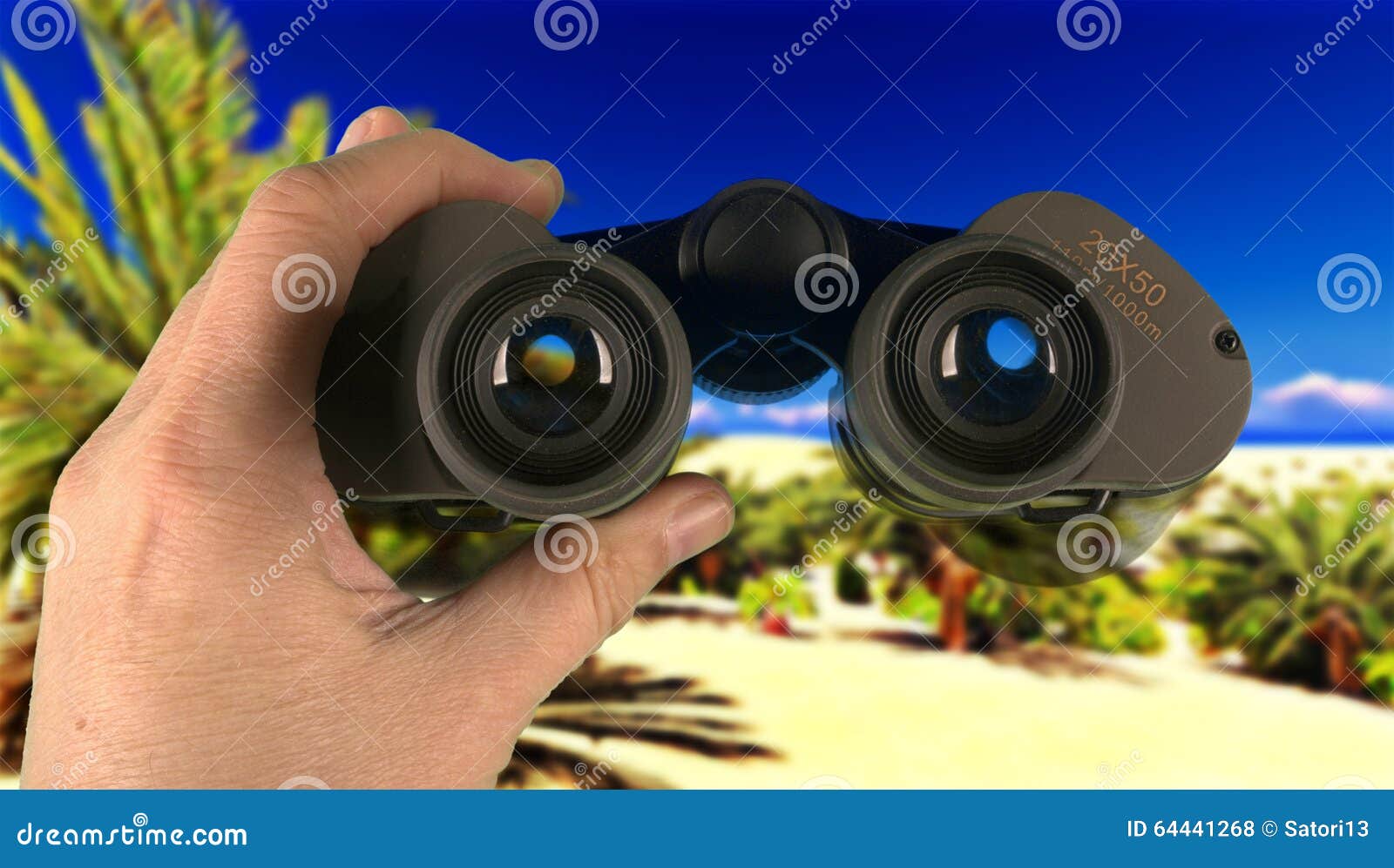 Man Scouring Area through His Binoculars Stock Photo - Image of ...