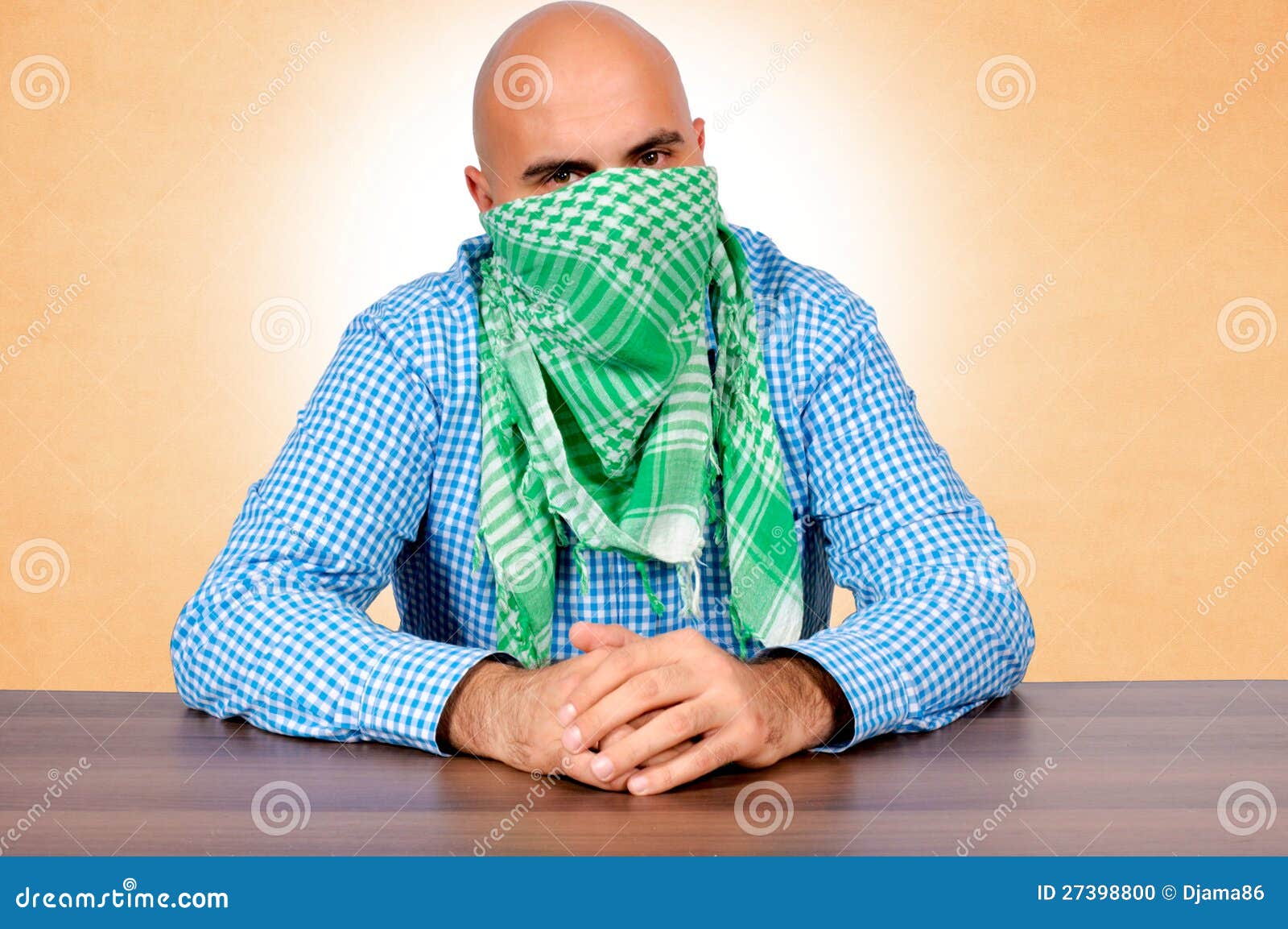 Man with scraf stock photo. Image of jumping, mask, baldness - 27398800