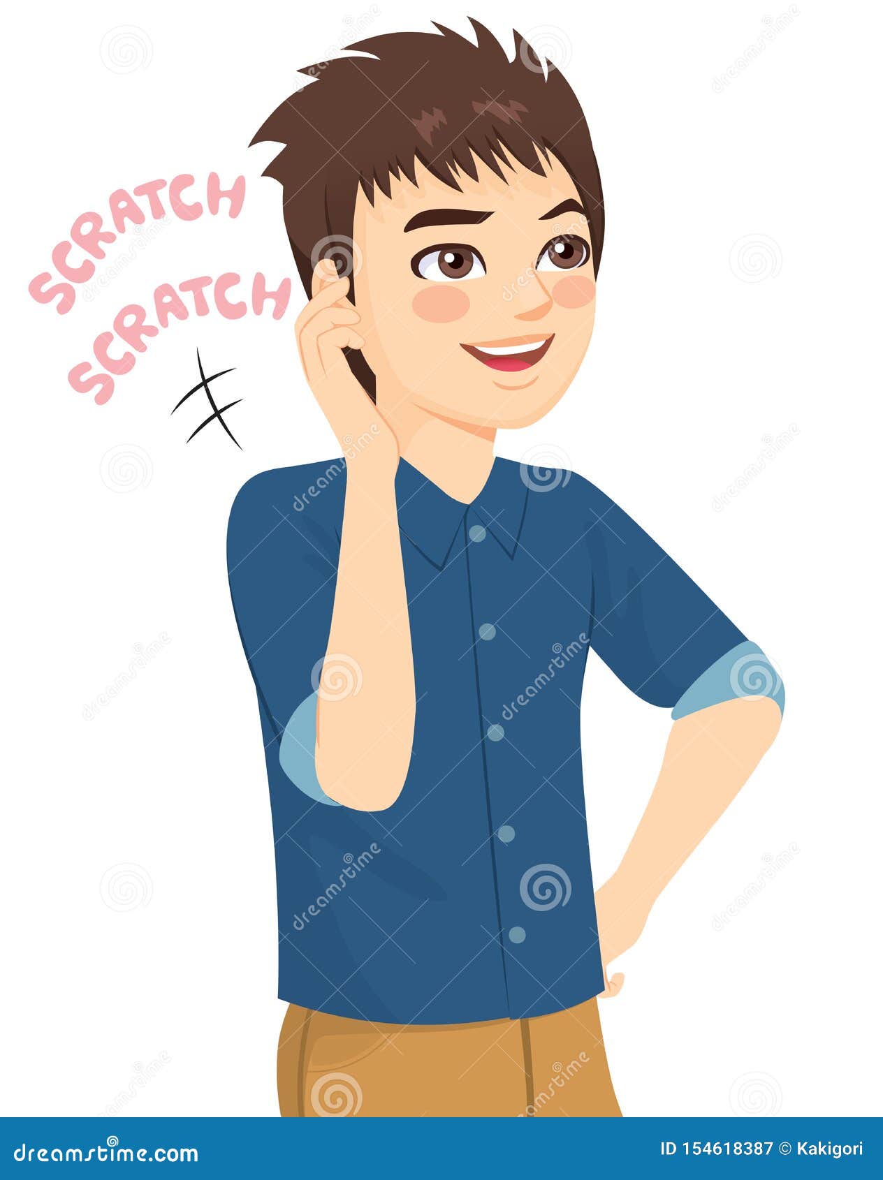 Man Scratching Head Forgetful Expression Stock Vector - Illustration of ...