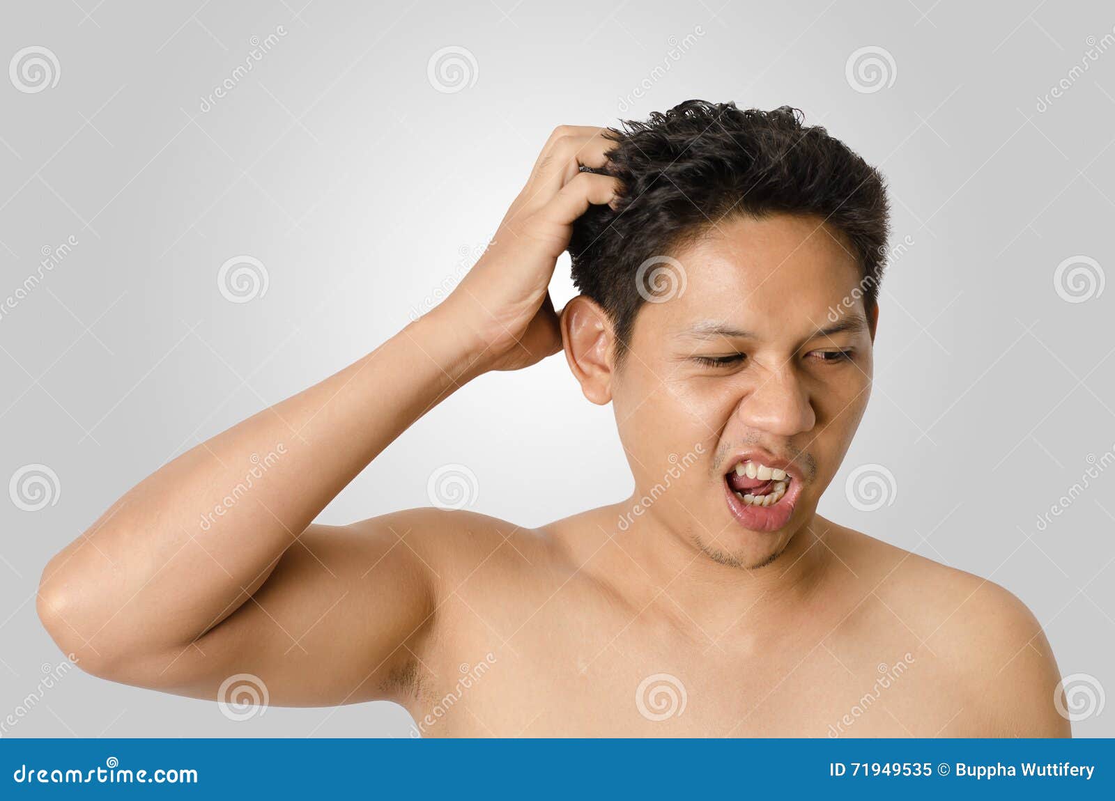 Man scratching his head stock image. Image of asia, body - 71949535