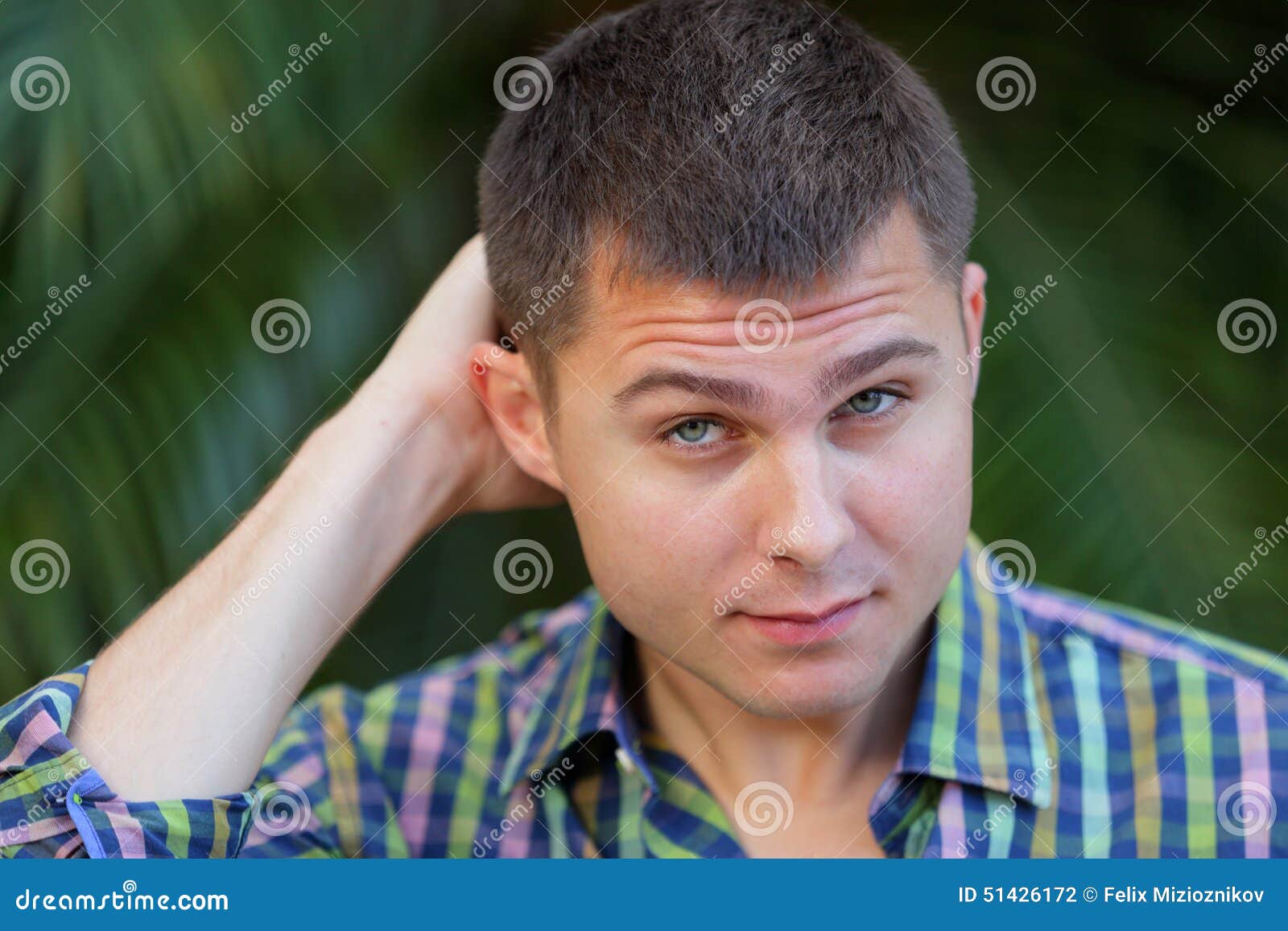 Man scratching his head stock photo. Image of handsome - 51426172