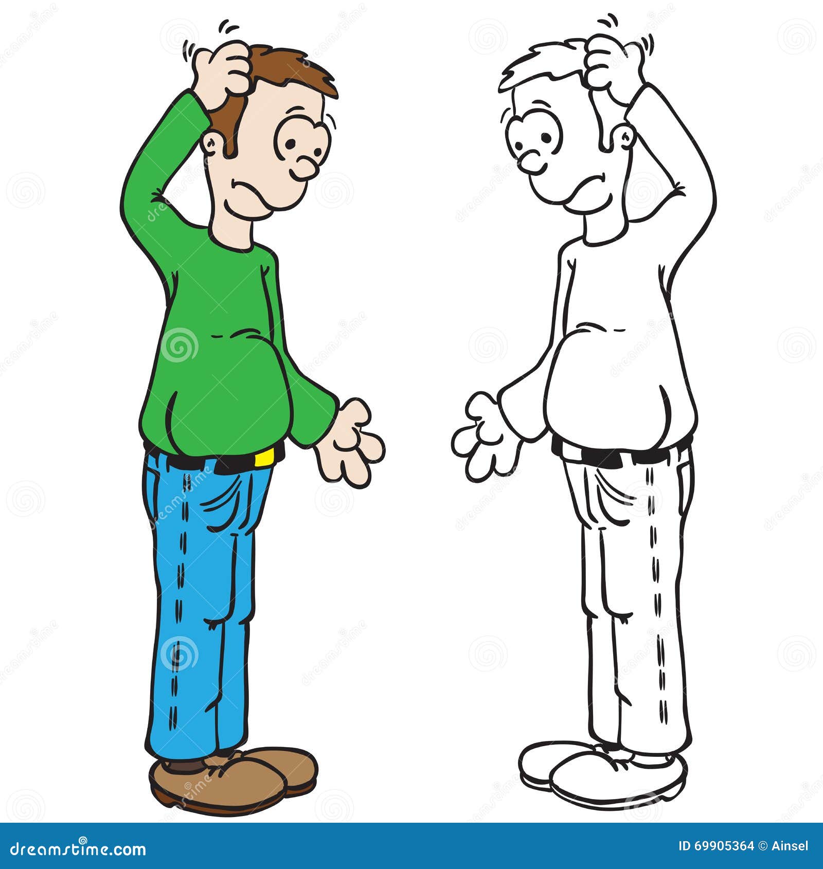 Man scratching his head stock vector. Illustration of blue - 69905364