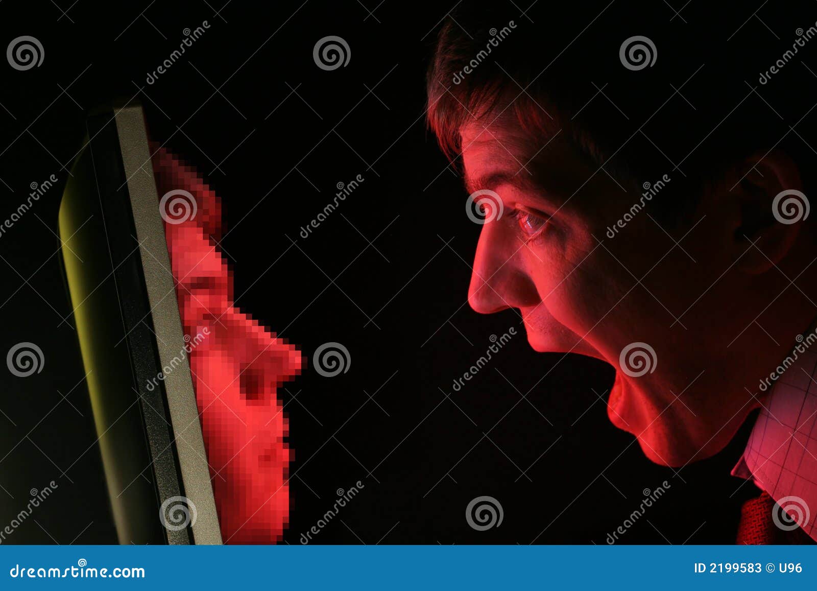 Man Scream at Face in Monitor Stock Image - Image of early, work: 2199583