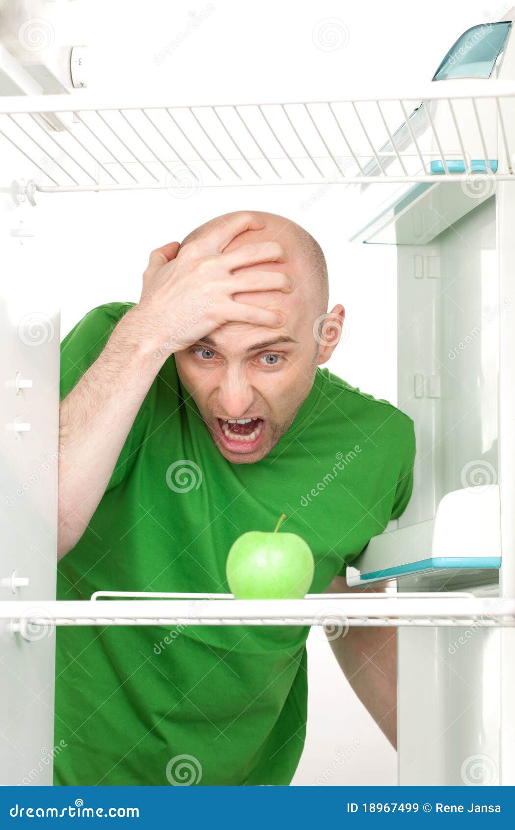 Man screaming at apple stock image. Image of green, yell - 18967499